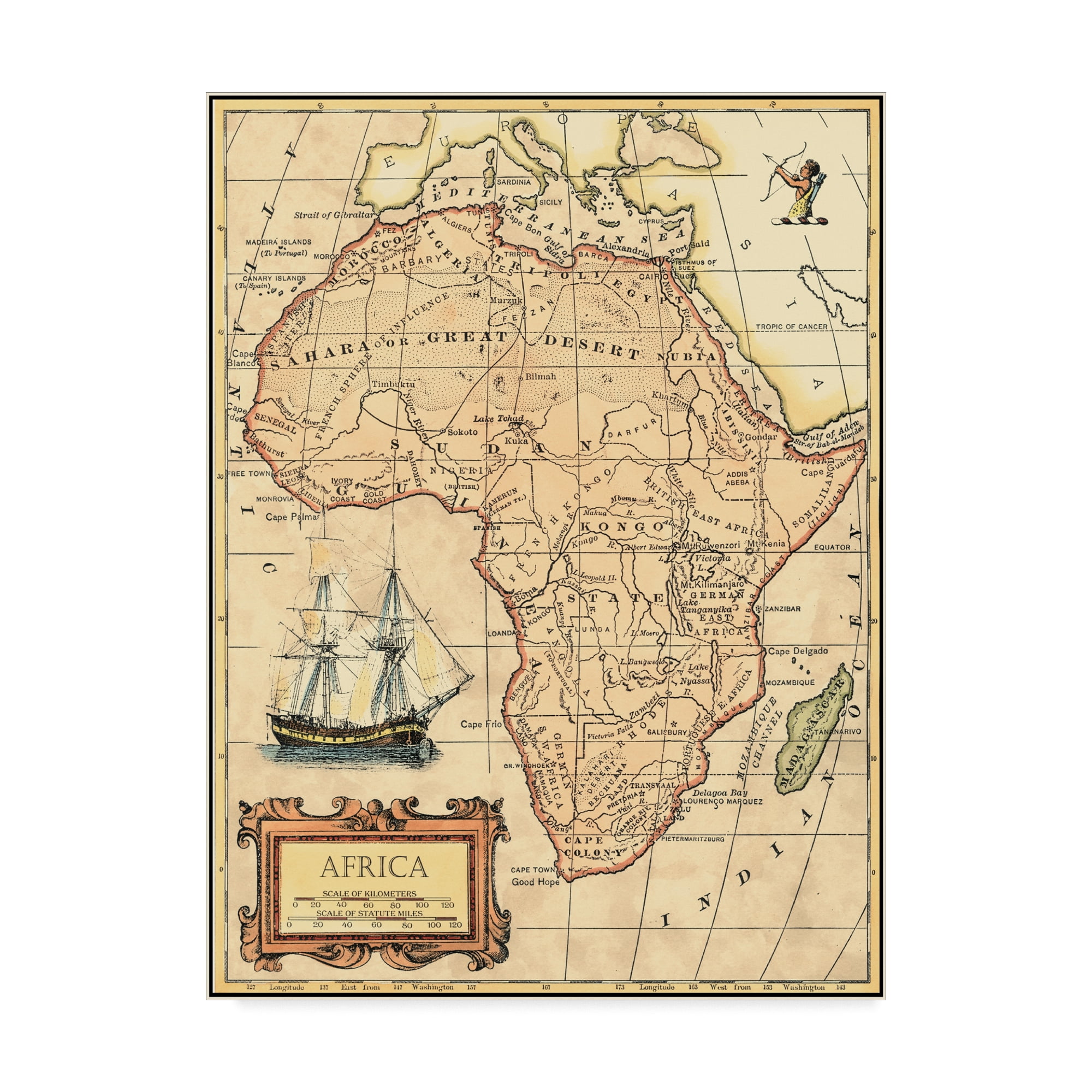 Trademark Fine Art 'Africa Map' Canvas Art by Vision Studio - Walmart.com