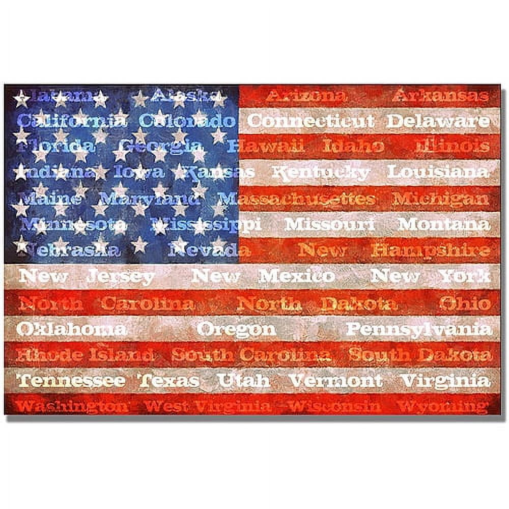 Trademark Fine Art "American Flag with States" Canvas Wall Art by ...