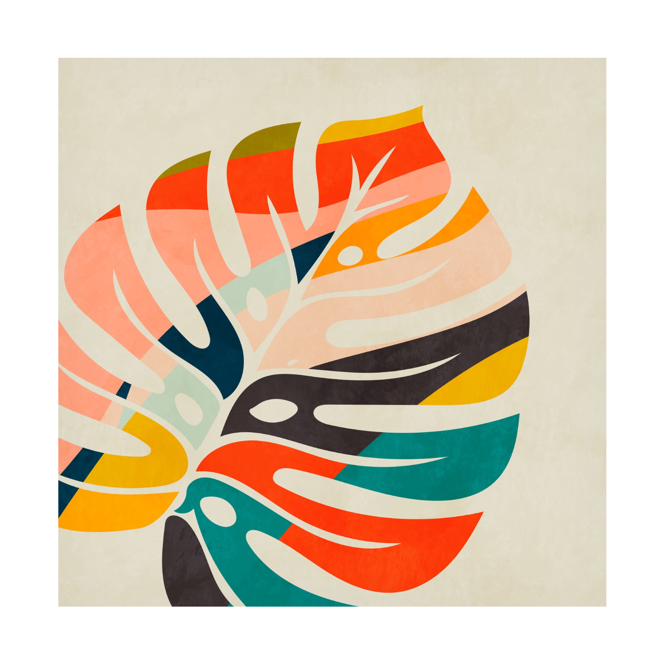 Trademark Fine Art Ana Rut Bre Monstera Leave colorful Canvas Wall Art ...