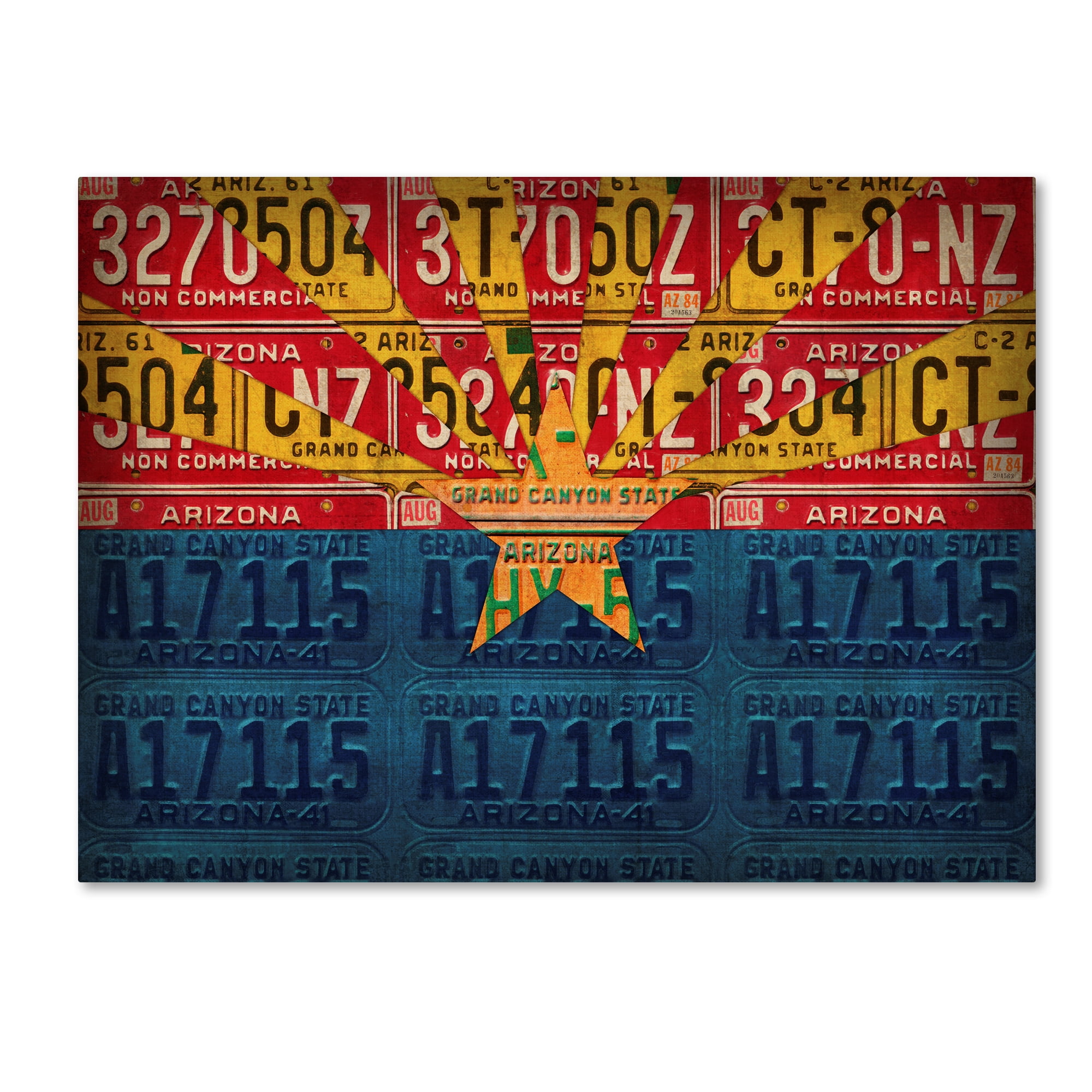 Free Shipping! Trademark Fine Art Arizona State Flag License Plates ...