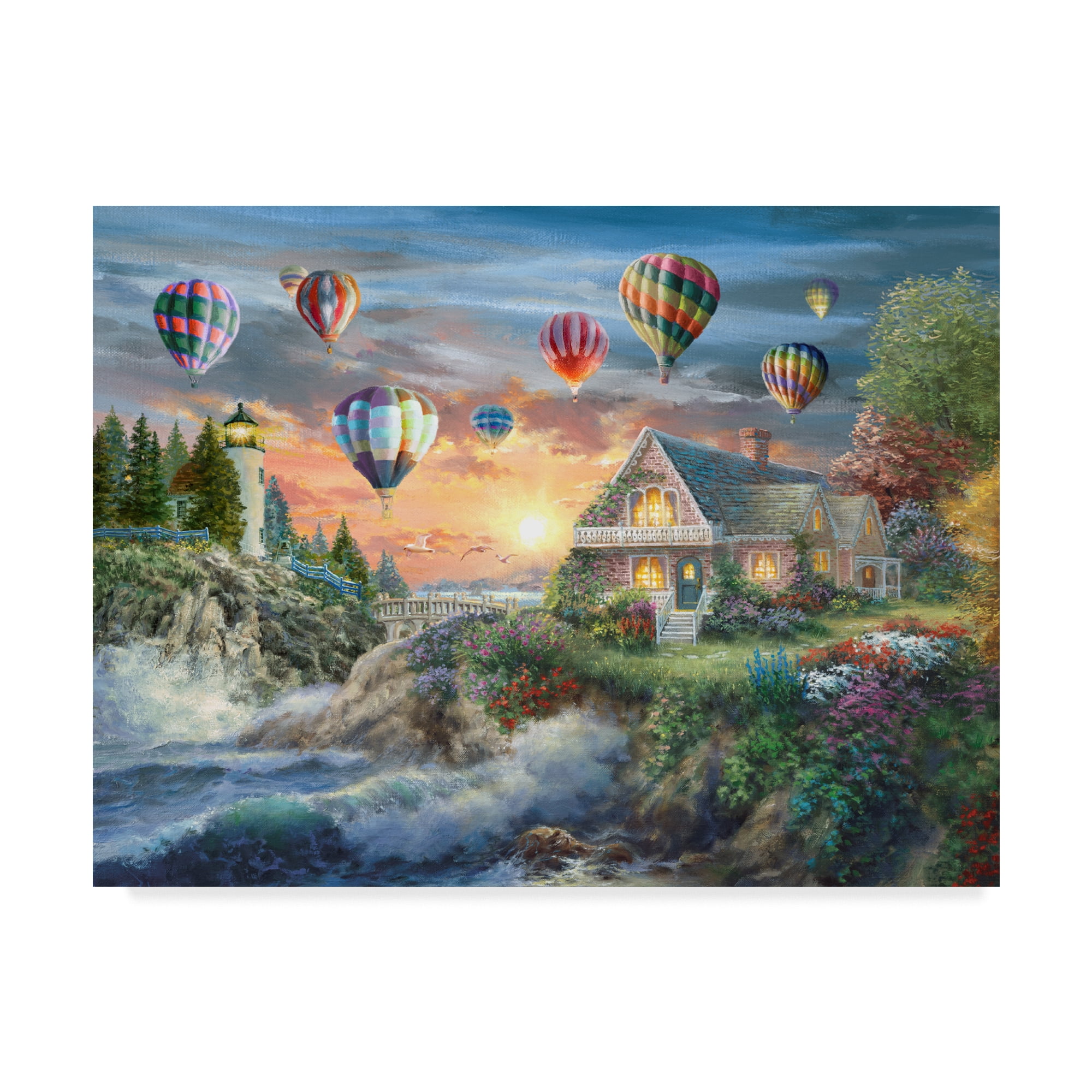 Trademark Fine Art Balloons over Sunset Cove Landscape Canvas Art by ...