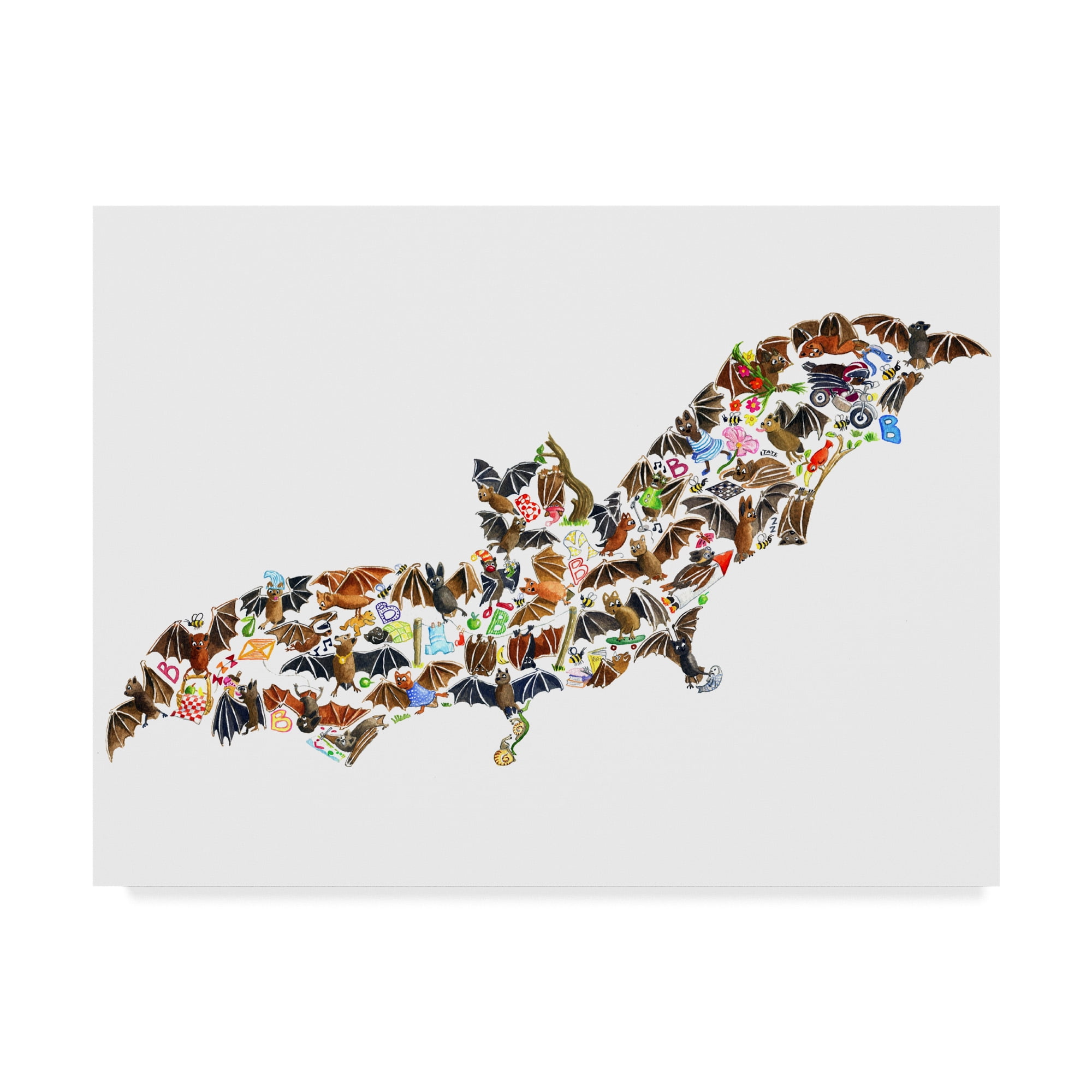 Trademark Fine Art 'Bat Collage' Canvas Art by Louise Tate - Walmart.com
