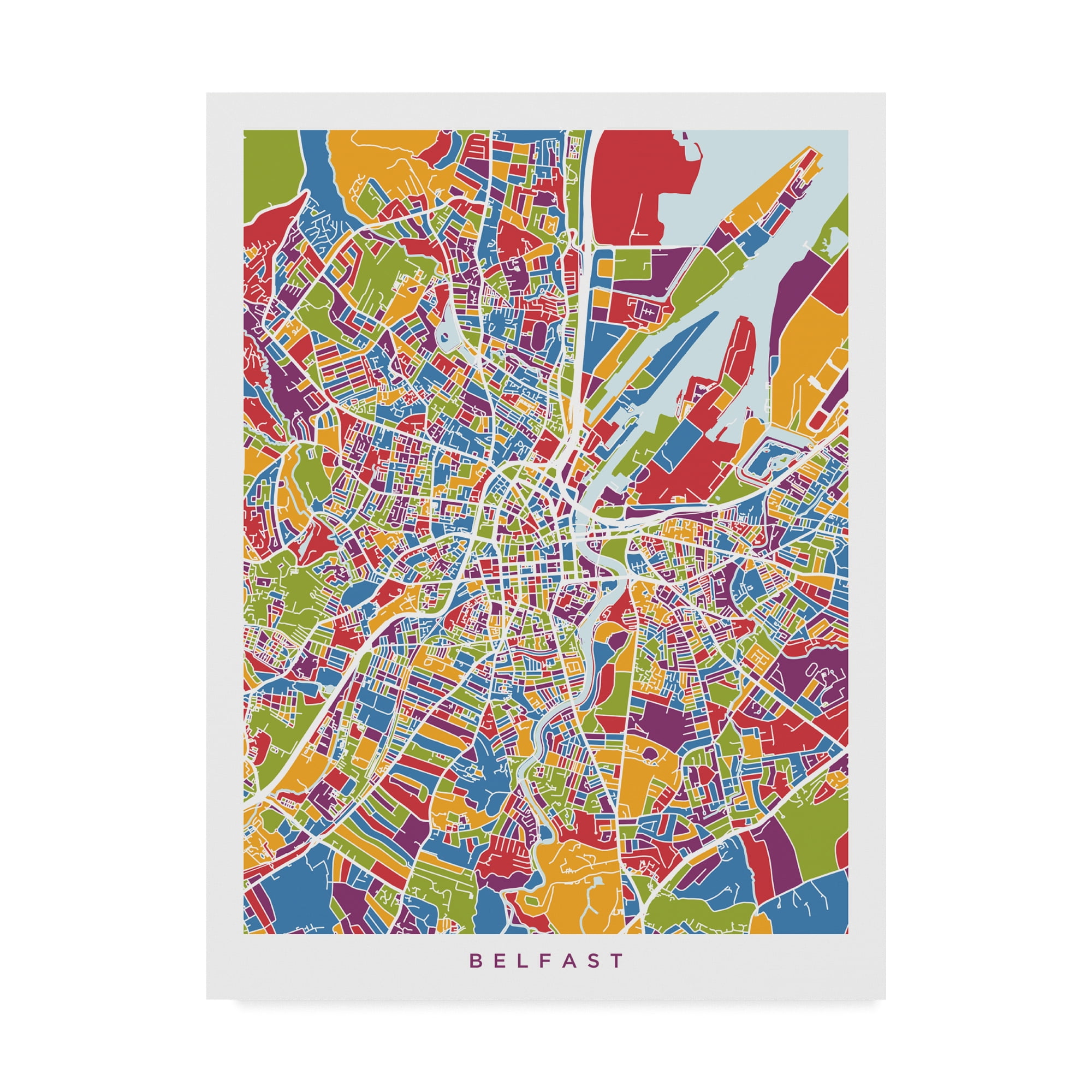 Trademark Fine Art 'Belfast Northern Ireland City Map' Canvas Art by ...