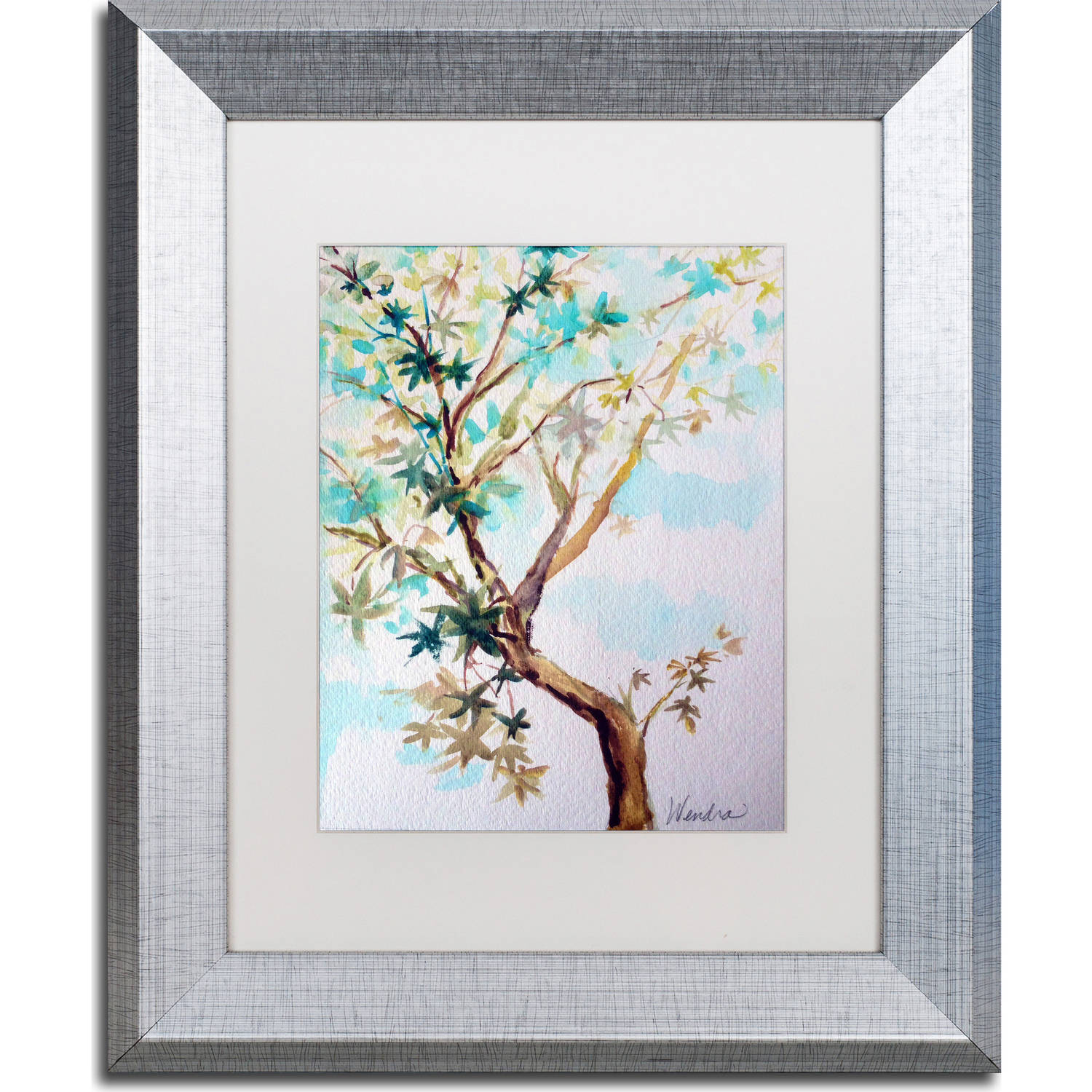 Trademark Fine Art "Blue Maple" Canvas Art by Wendra, White Matte ...