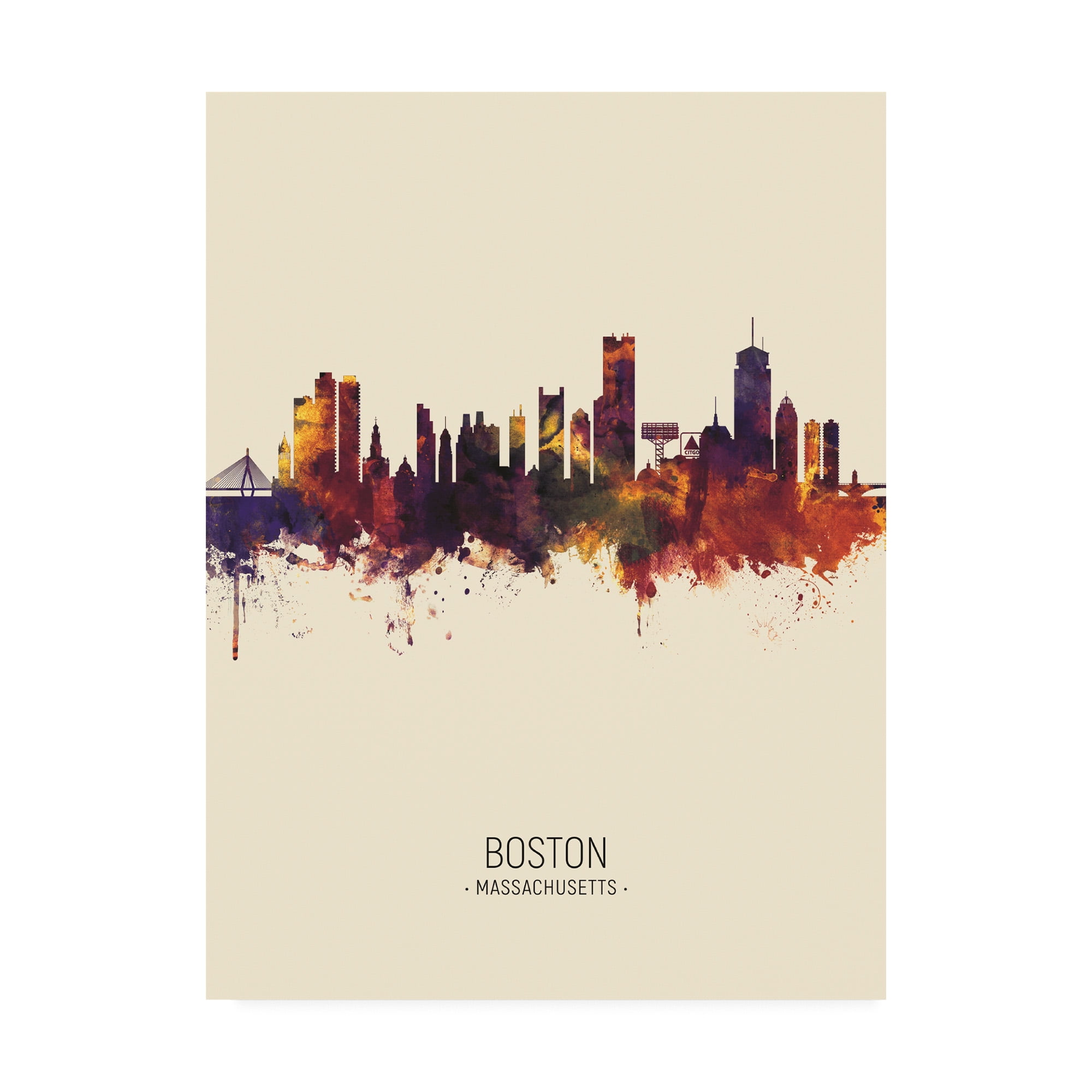 Trademark Fine Art 'Boston Massachusetts Skyline Portrait III' Canvas ...