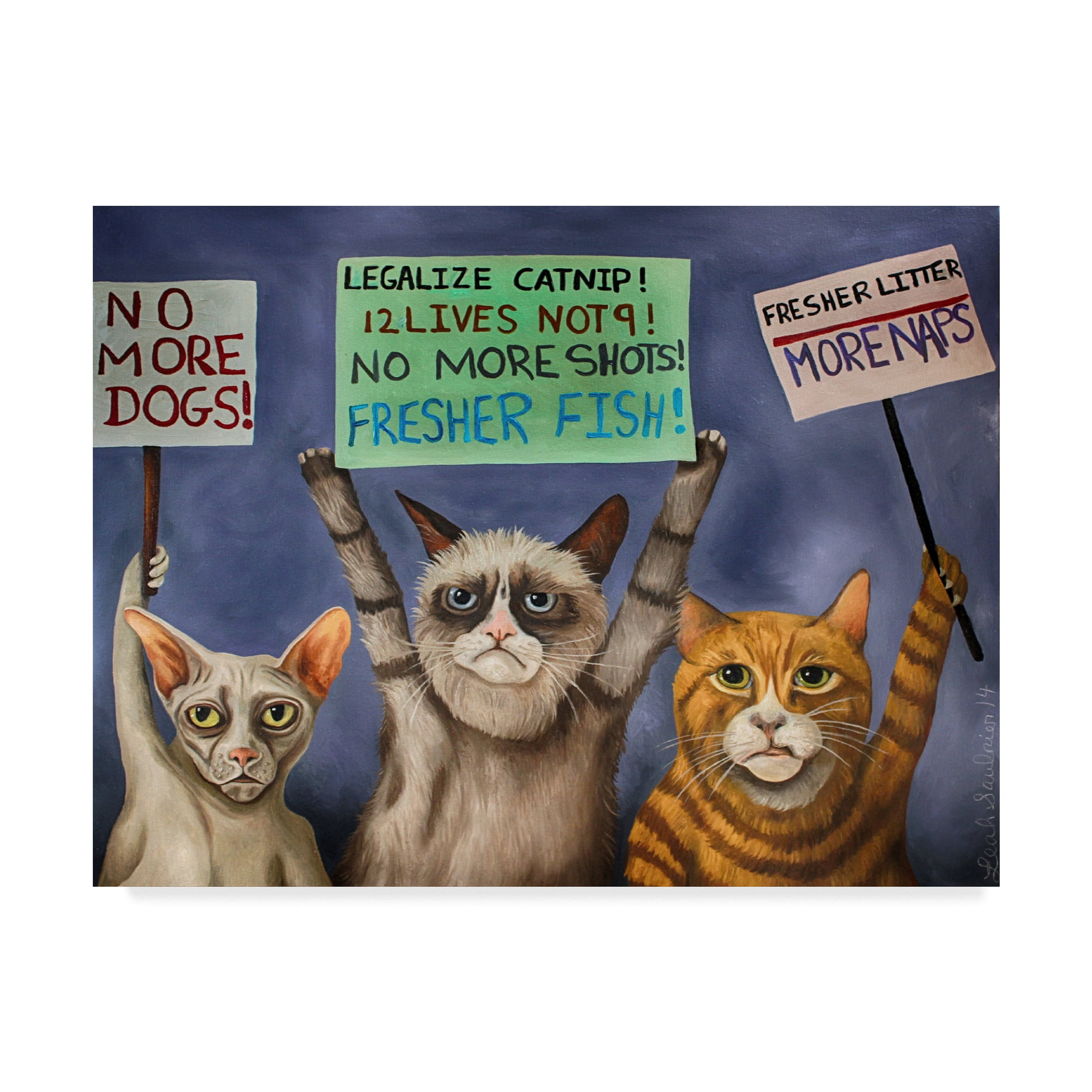 Trademark Fine Art 'Cats On Strike' Canvas Art by Leah Saulnier ...