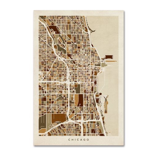 Trademark Fine Art "Chicago City Street Map" Canvas Art by Michael ...