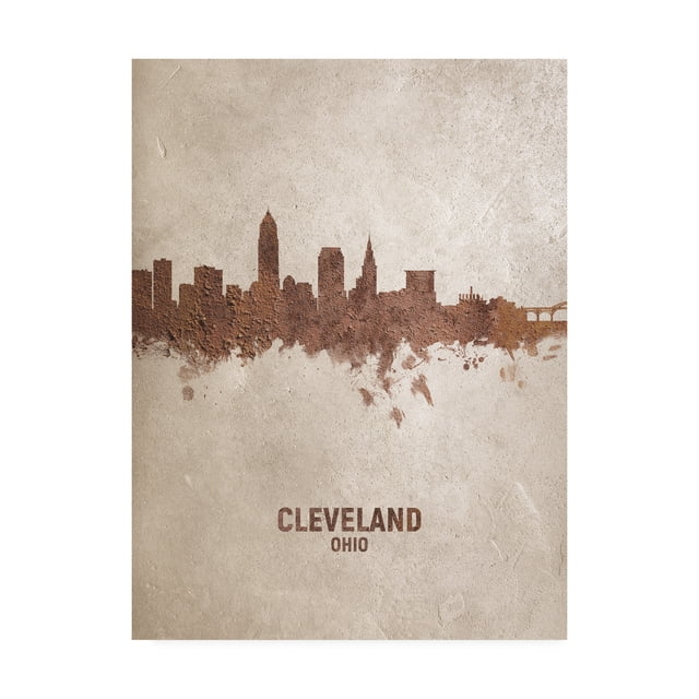 Trademark Fine Art 'Cleveland Ohio Rust Skyline' Canvas Art by Michael ...