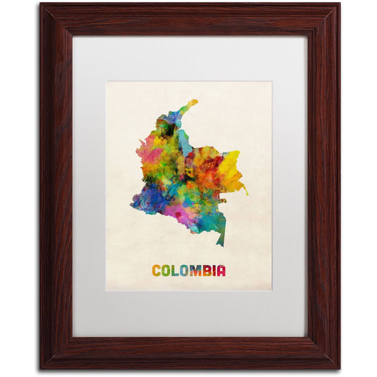 Trademark Fine Art 'Colombia Watercolor Map' Canvas Art by Michael ...
