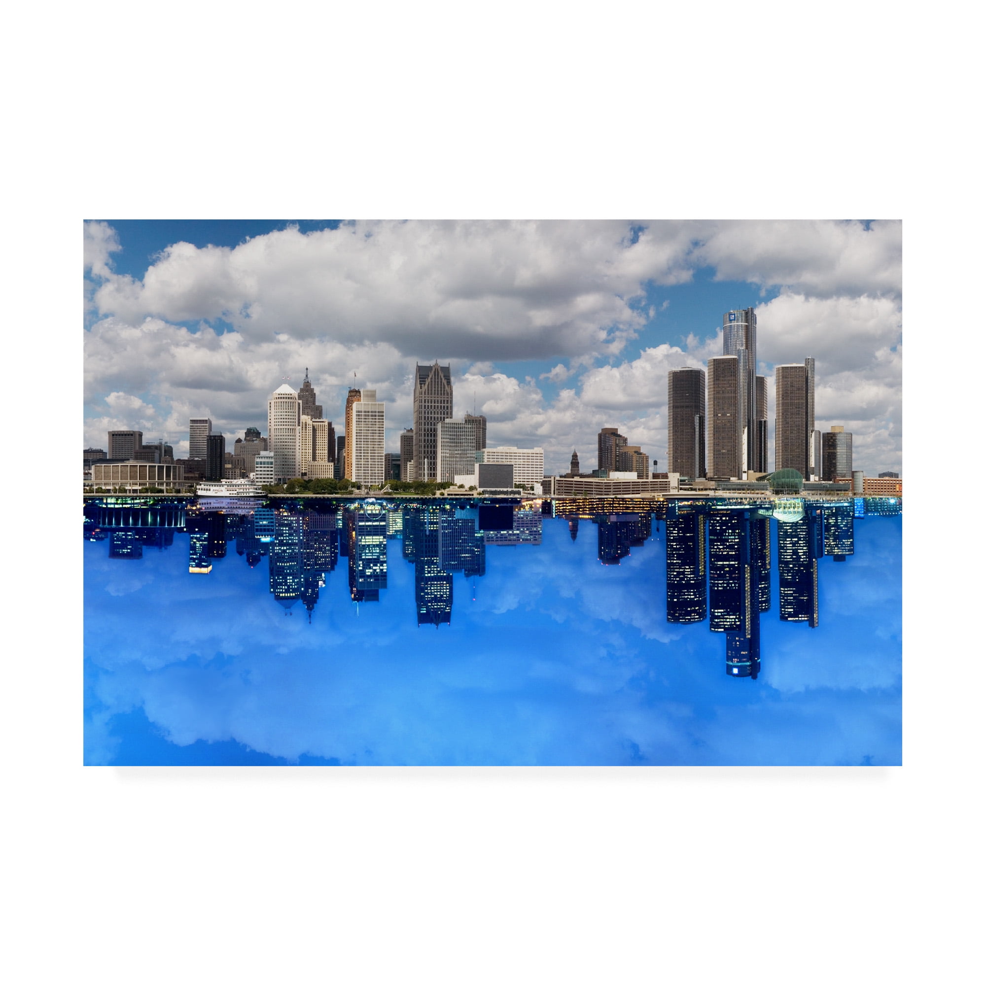 Trademark Fine Art 'Detroit Skyline Michigan Color' Canvas Art by Monte ...