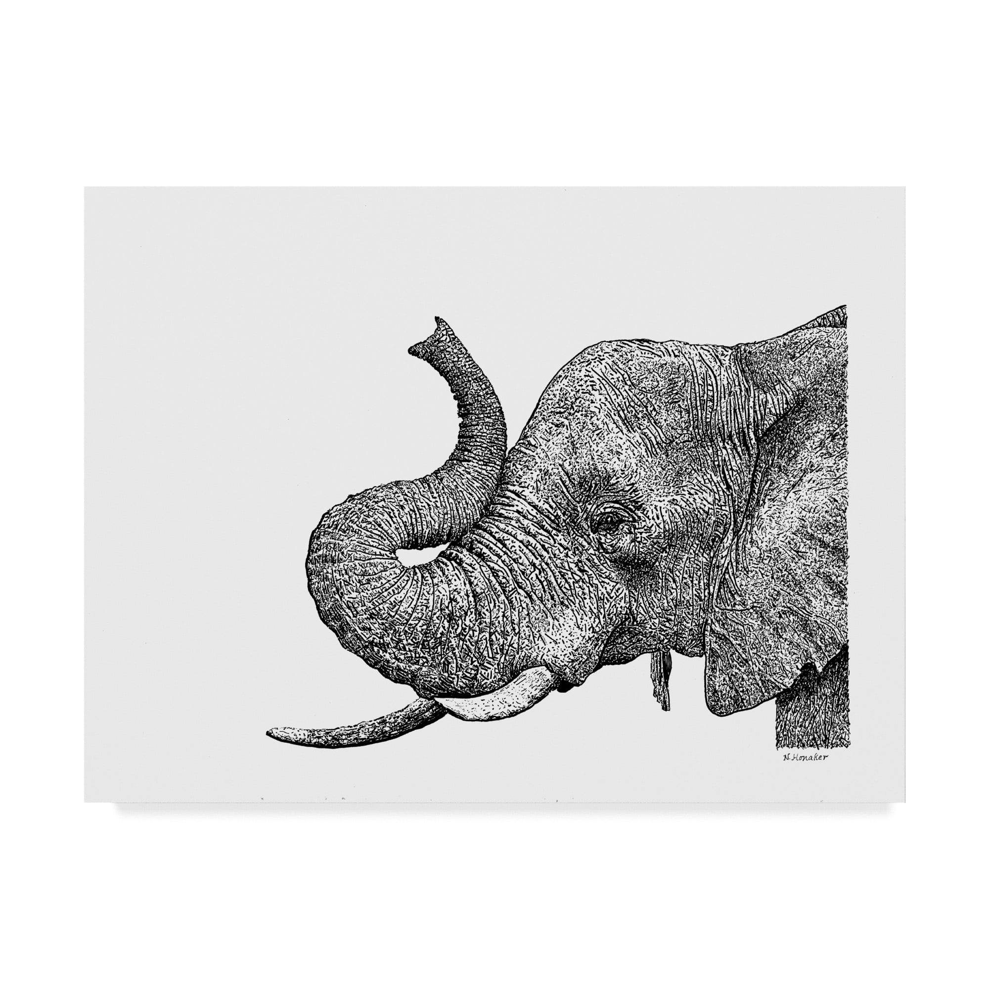 Trademark Fine Art 'Elephant Line Art' Canvas Art by Let Your Art Soar ...