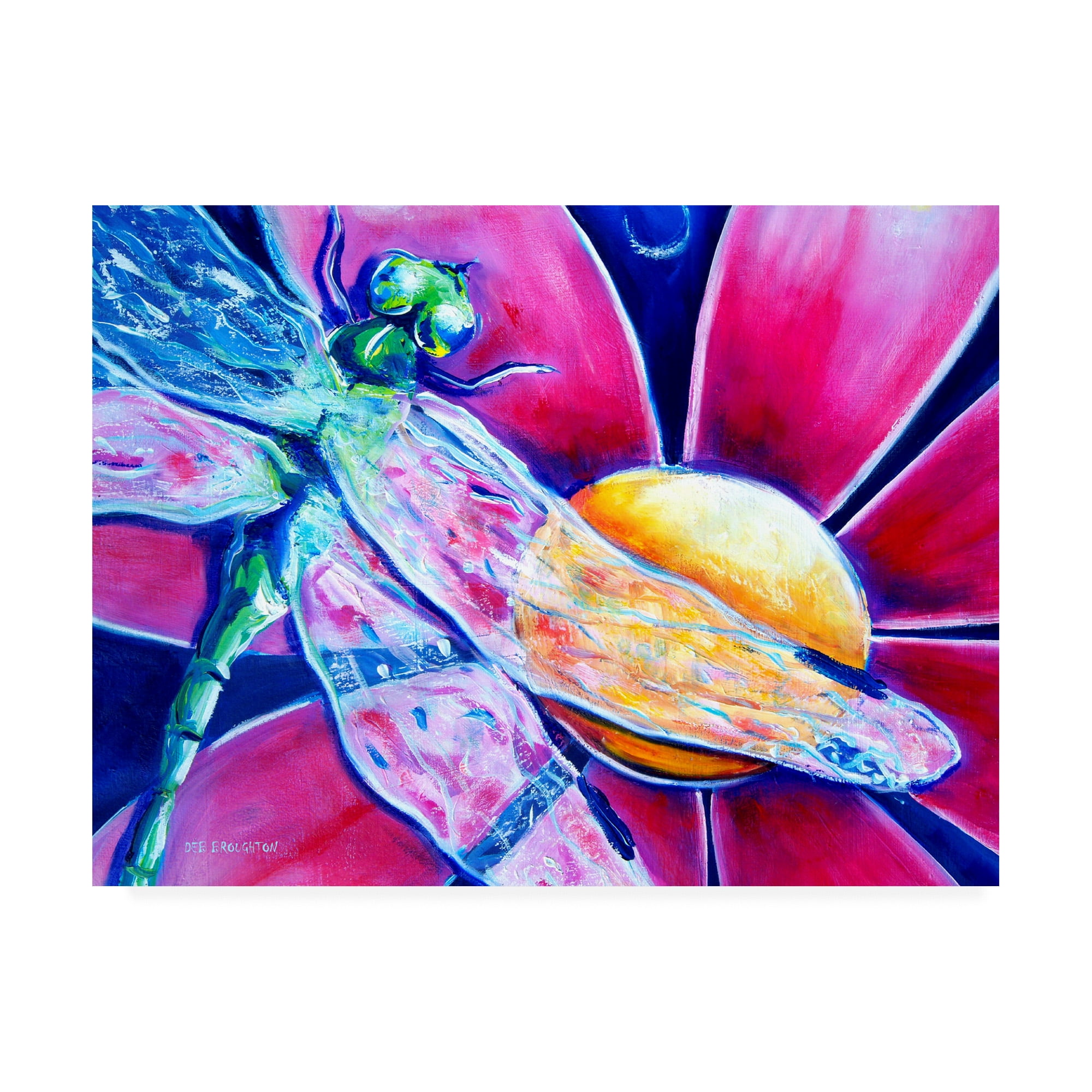 Trademark Fine Art 'Flower Pink Daisy Dragonfly' Canvas Art by Deborah ...