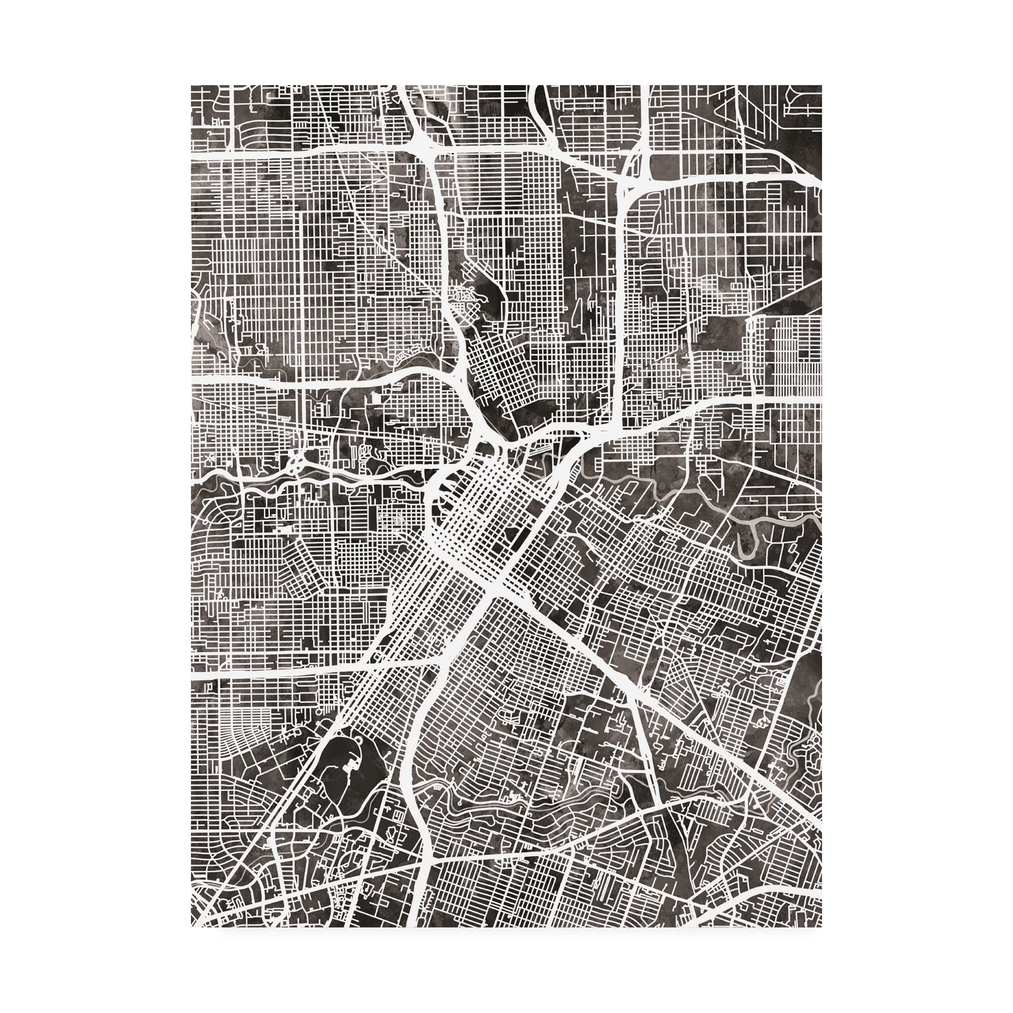 Free Shipping! Trademark Fine Art Houston Texas City Map Canvas Art by ...