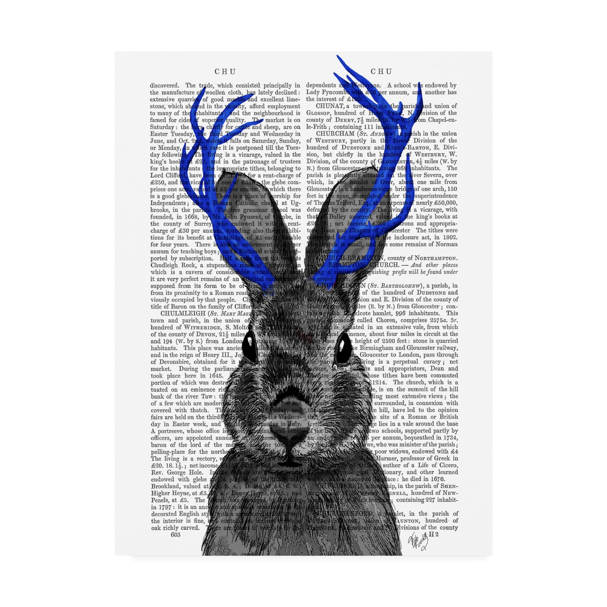 Trademark Fine Art 'Jackalope With Blue Antlers' Canvas Art by Fab ...