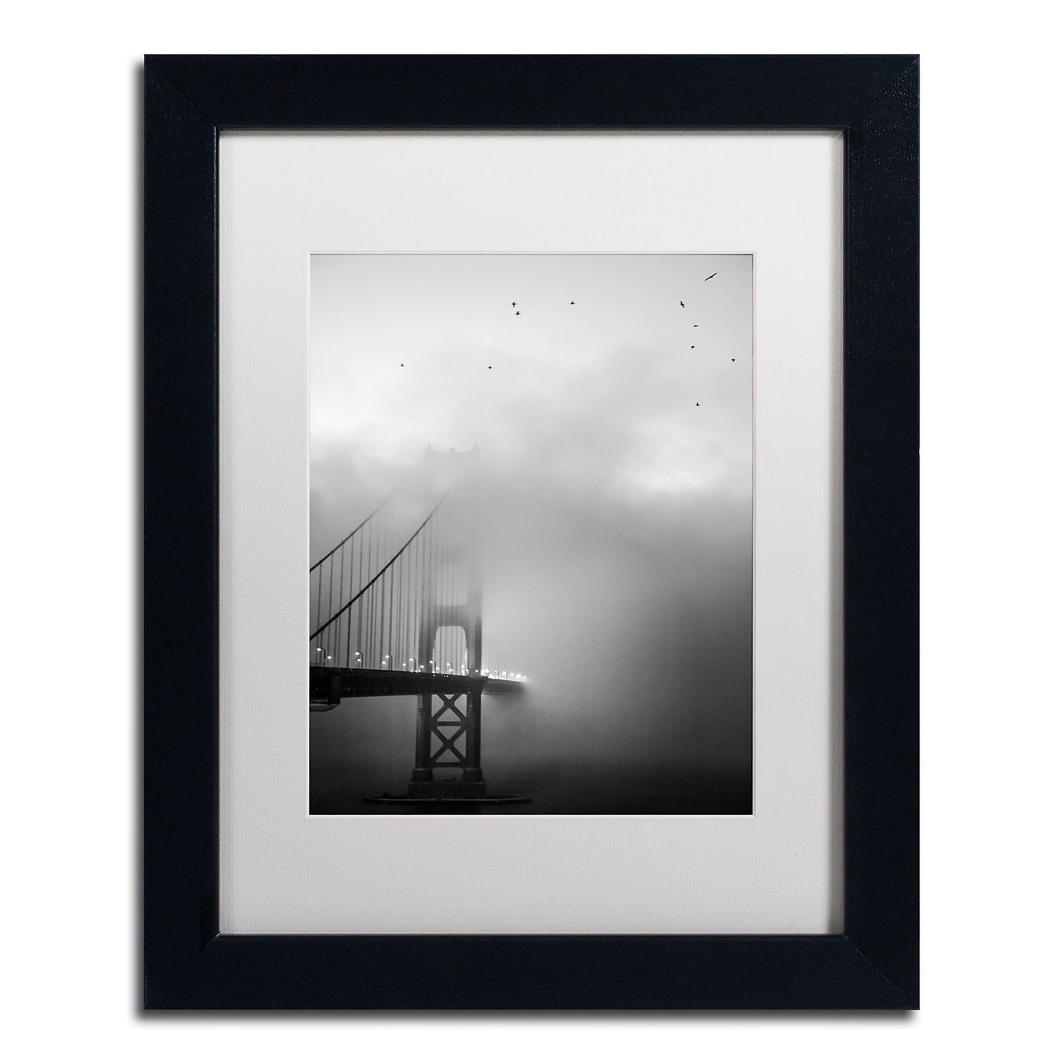 Trademark Fine Art Landmarks Matted Framed Art ' Golden Gate and Birds ...