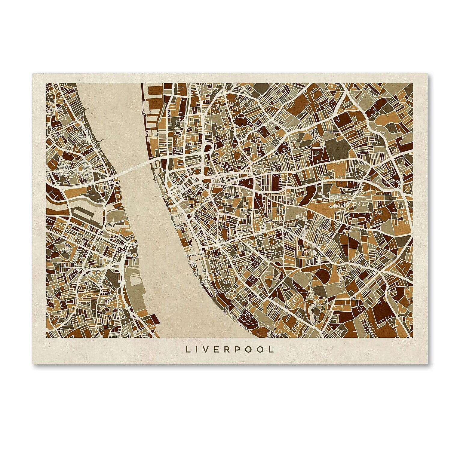 Trademark Fine Art "Liverpool England Street Map 3" Canvas Art by ...