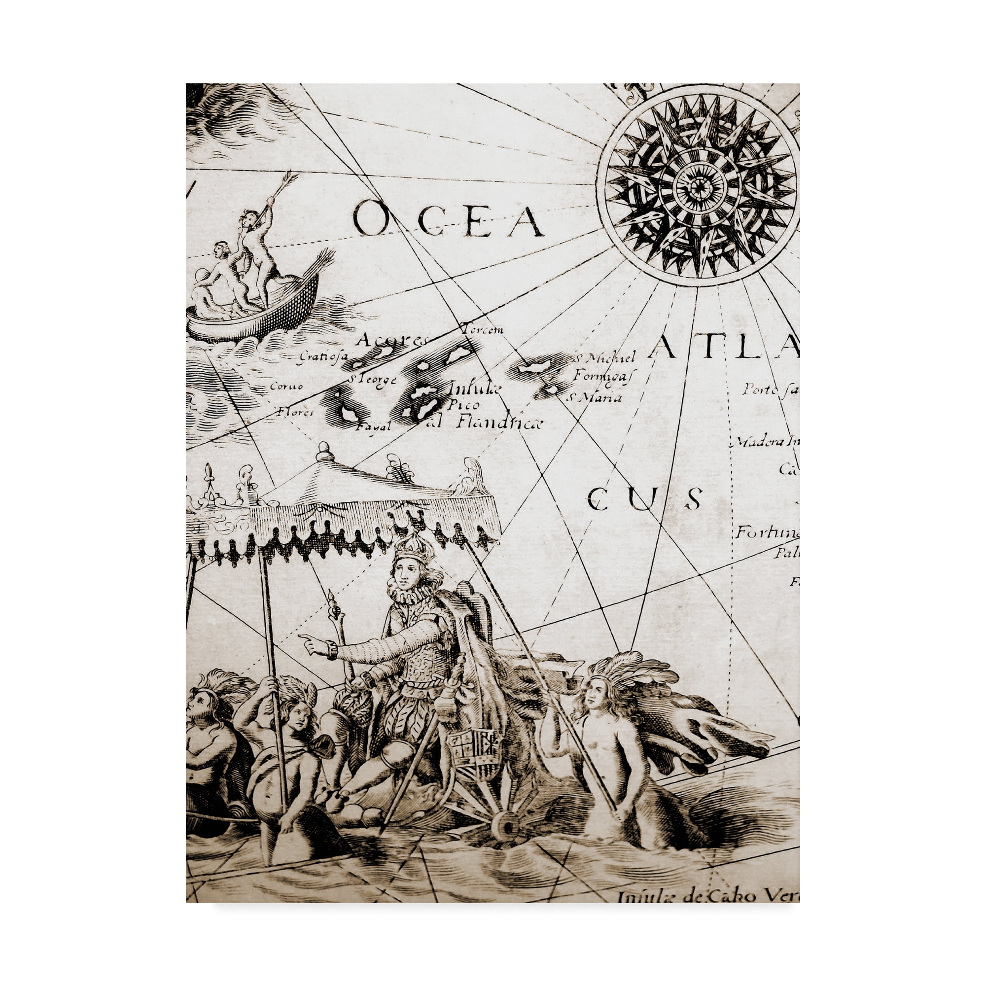 Antique Compass Rose Map