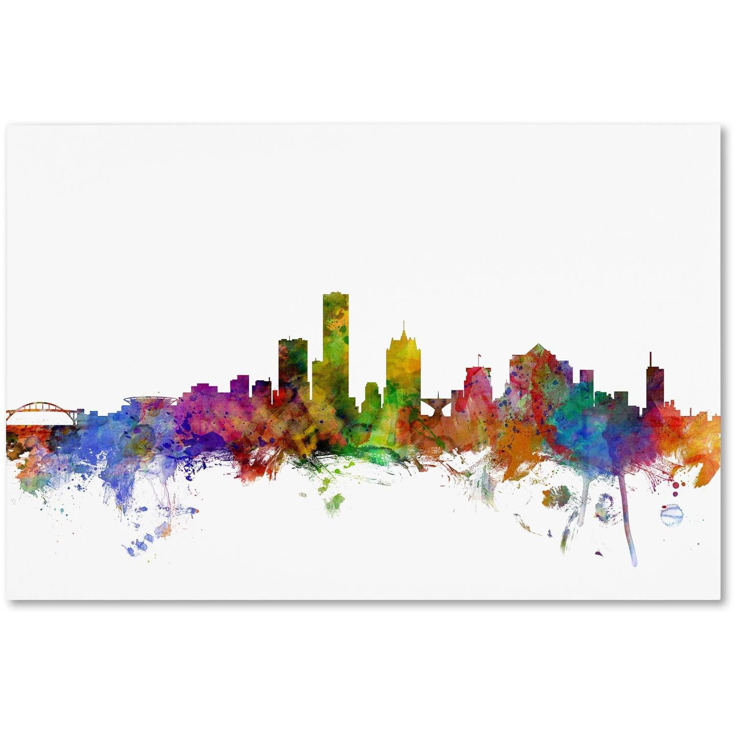 Trademark Fine Art "Milwaukee Wisconsin Skyline" Canvas Art by Michael ...