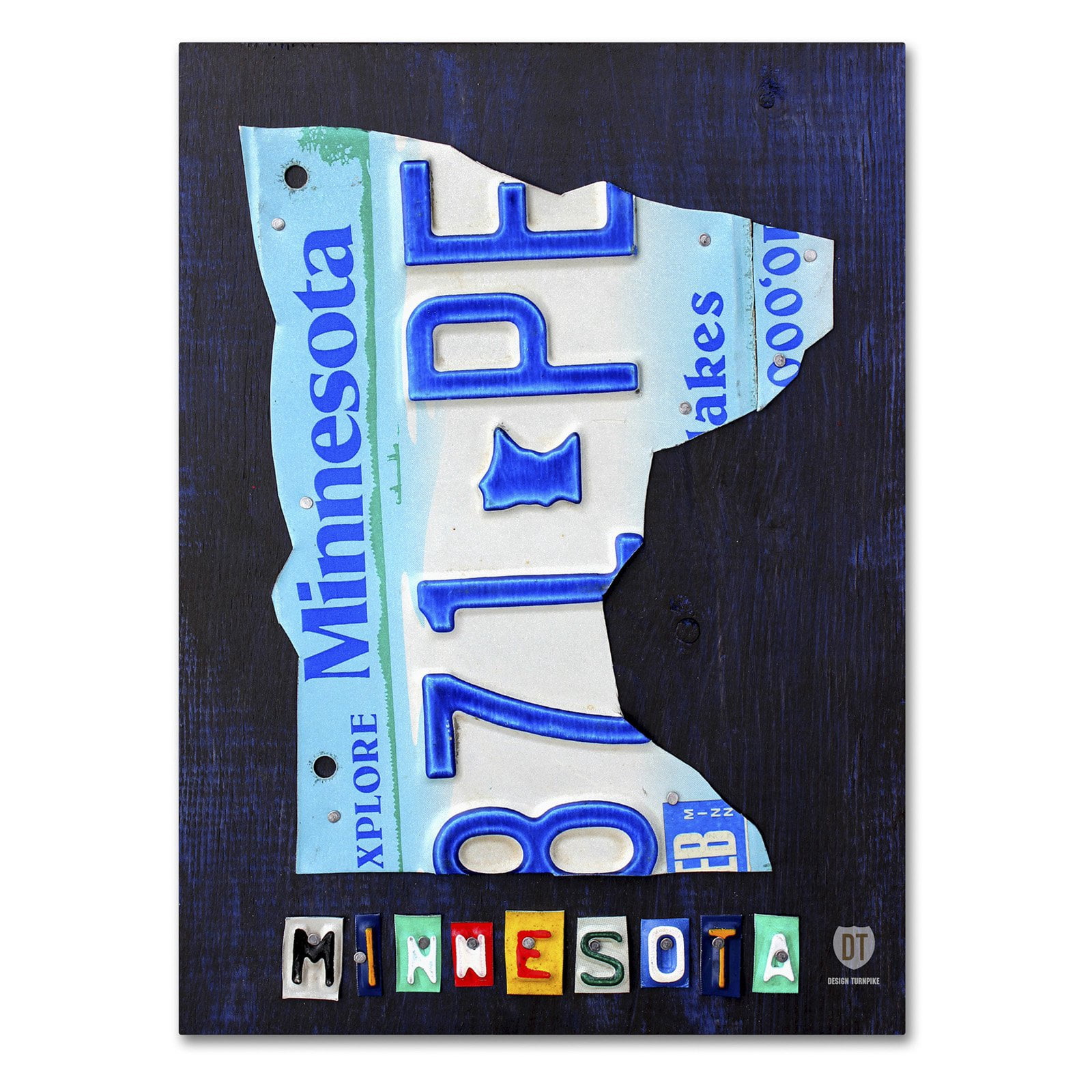 Trademark Fine Art 'Minnesota License Plate Map' Canvas Art by Design ...