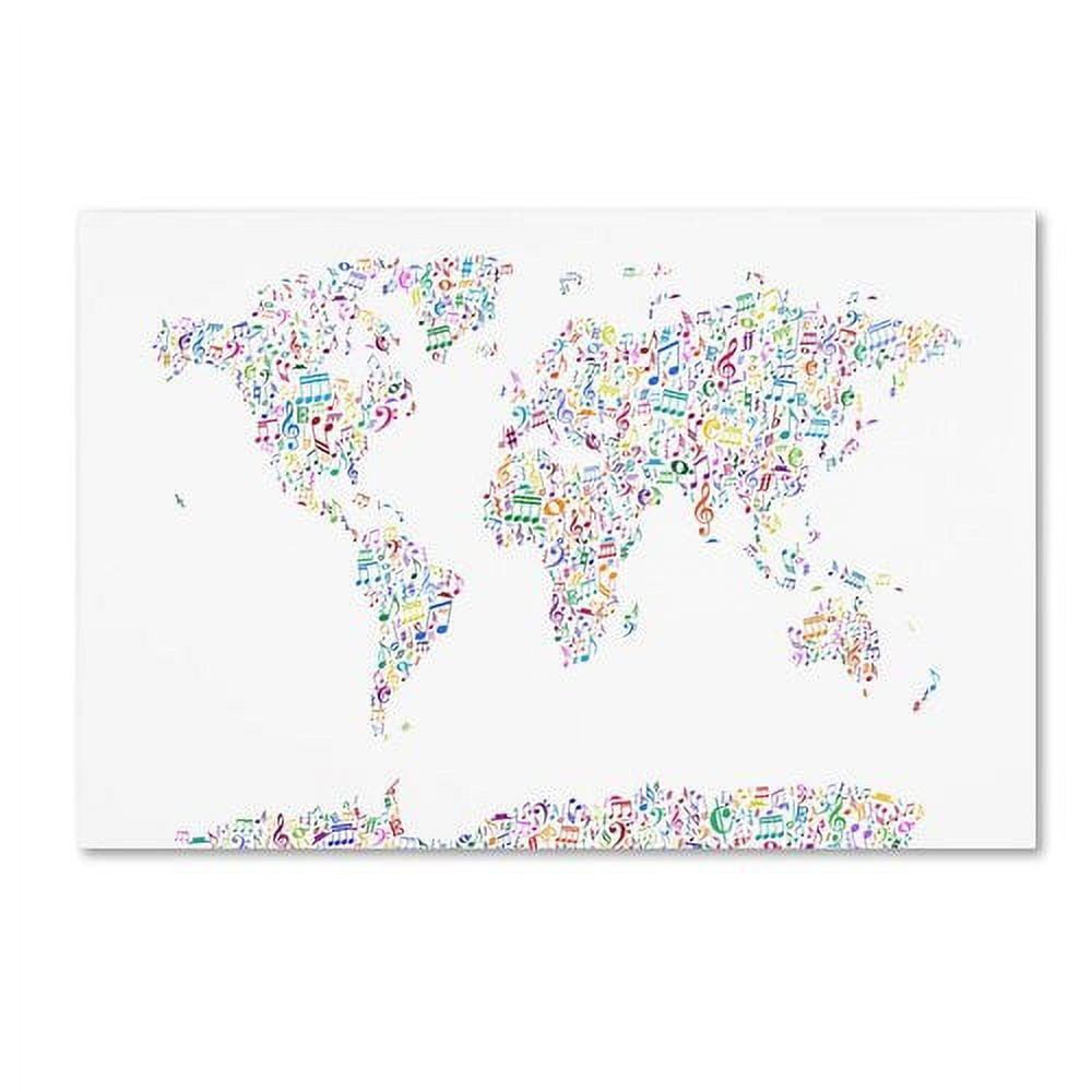Trademark Fine Art "Music Notes Map of the World" Canvas Art by Michael ...