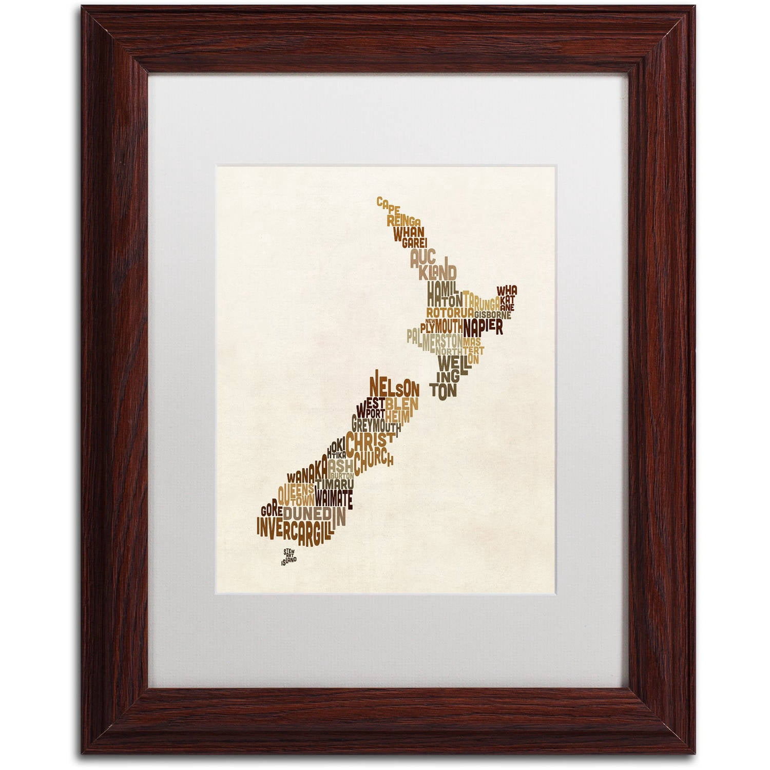 Trademark Fine Art "New Zealand Typography Map 2" Canvas Art by Michael ...