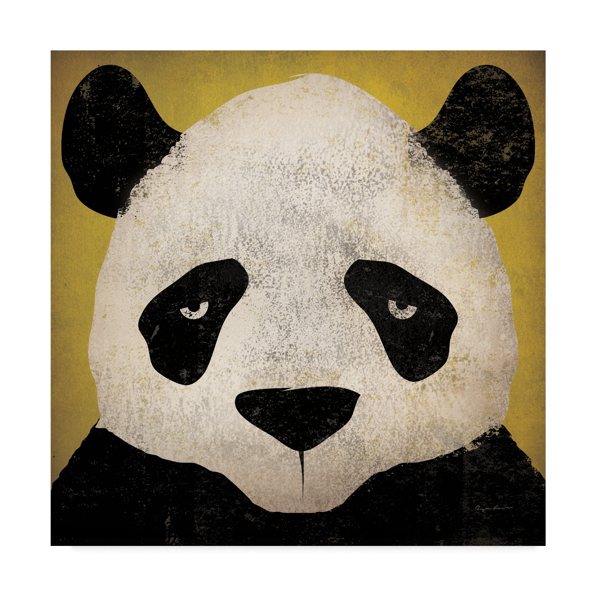 Free Shipping! Trademark Fine Art Panda on Yellow Canvas Art by Ryan ...
