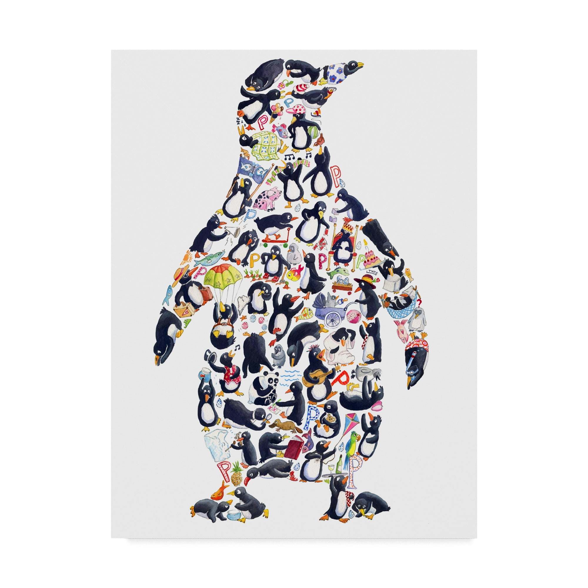 Free Shipping! Trademark Fine Art Penguin Collage Canvas Art by Louise ...