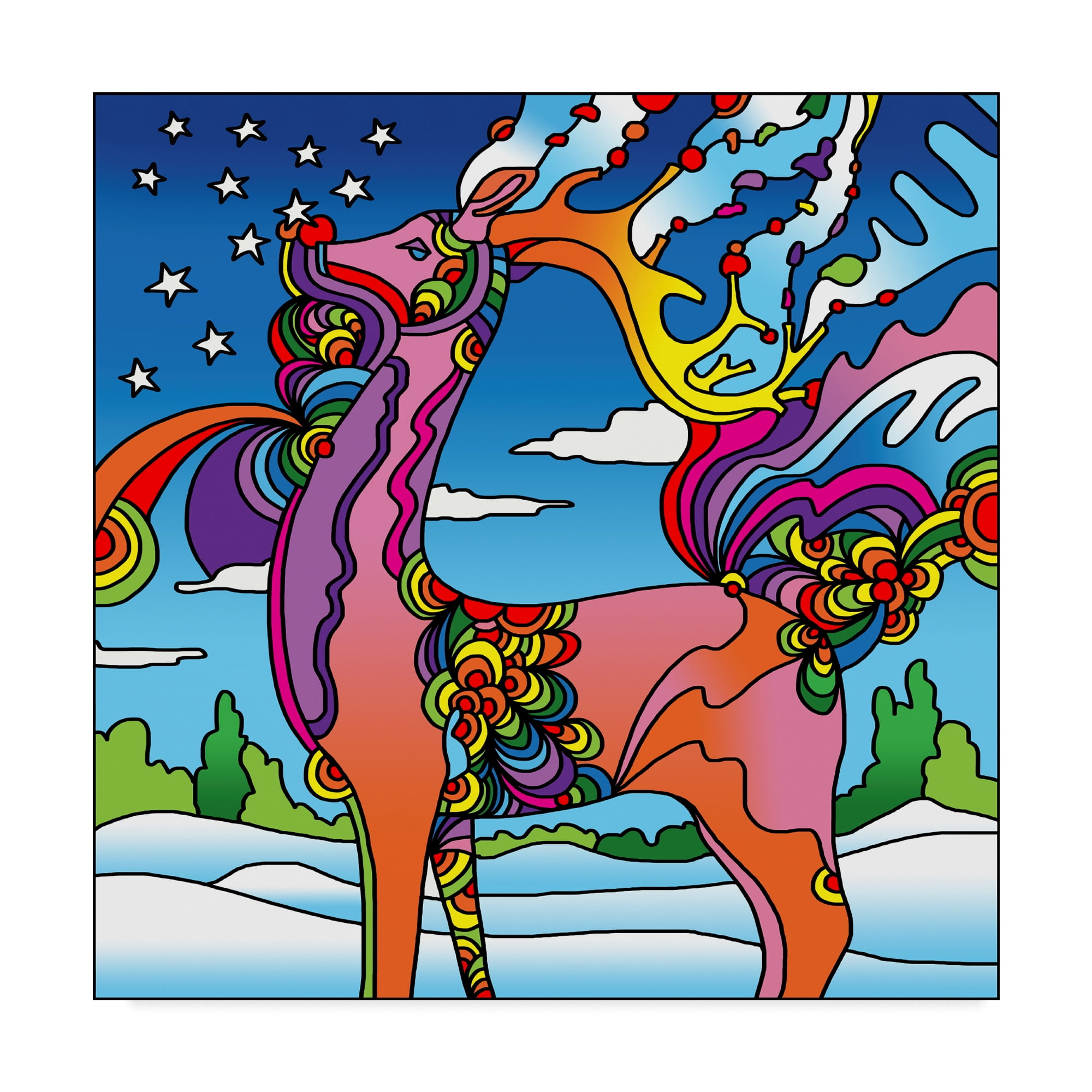 Trademark Fine Art 'Pop Art Reindeer' Canvas Art by Howie Green ...