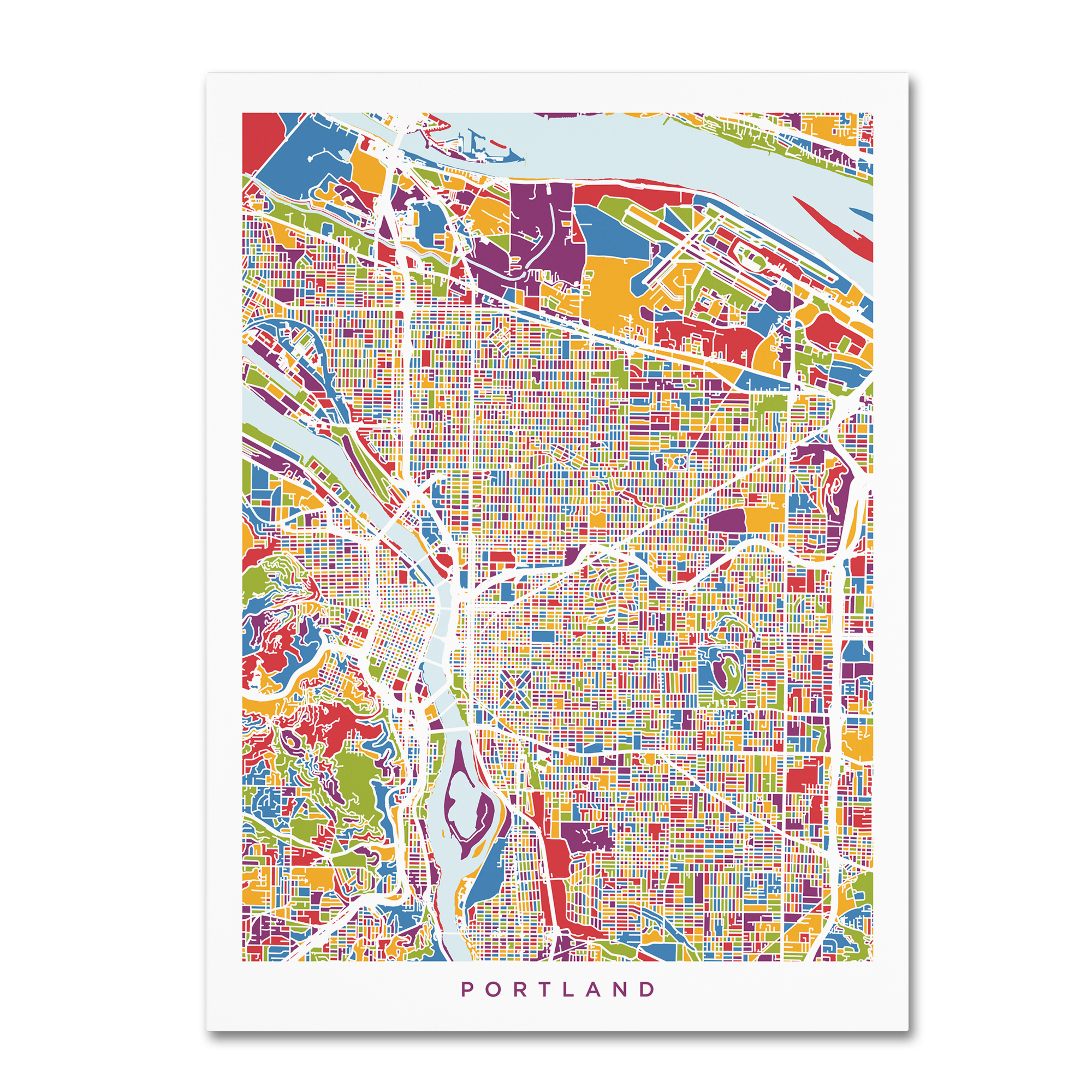 Trademark Fine Art 'Portland Oregon City Street Map' Canvas Art by ...
