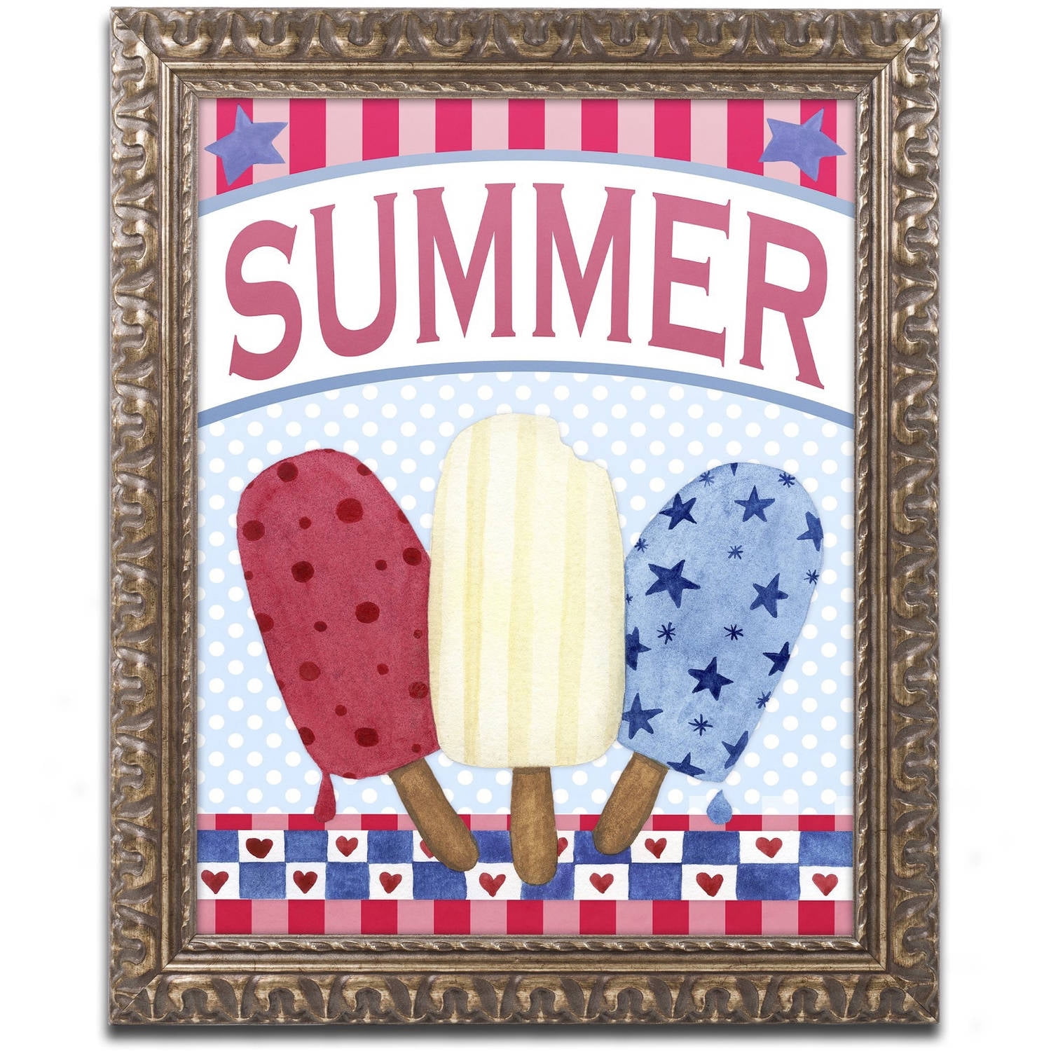 Trademark Fine Art "RWB Pops" Canvas Art by Jennifer Nilsson, Gold ...