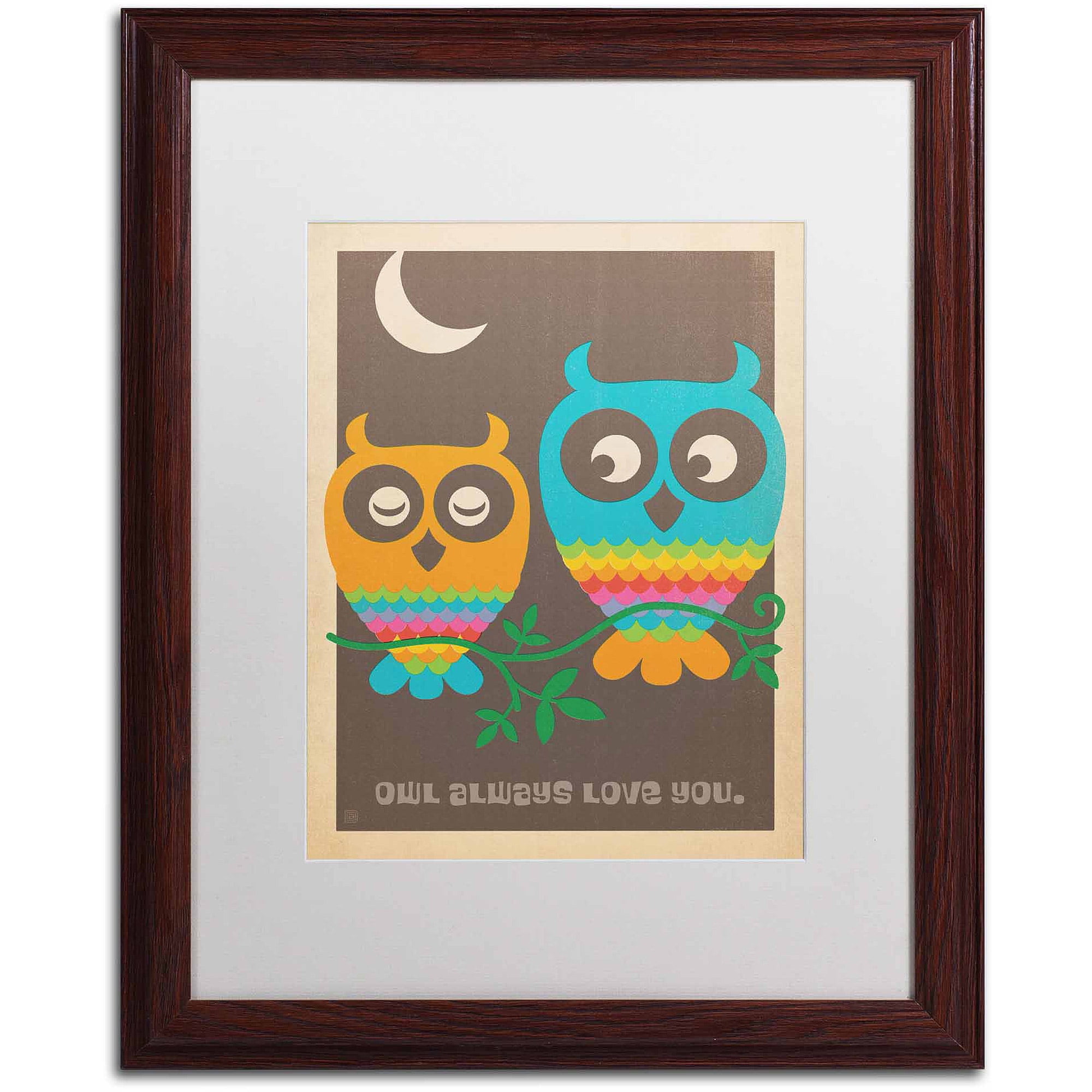 Trademark Fine Art "Rainbow Owls" by Anderson Design Group, White Matte ...