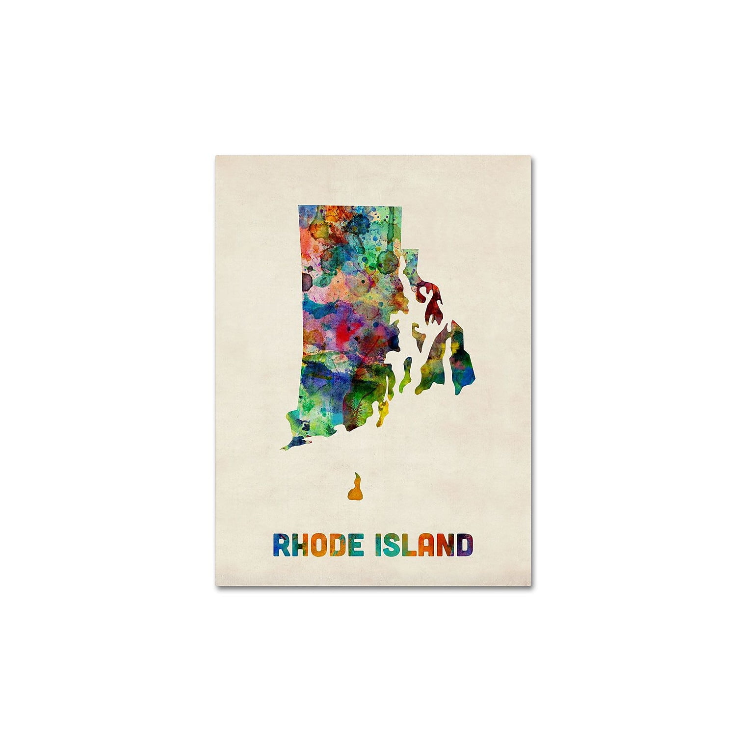Trademark Fine Art "Rhode Island Map" Canvas Wall Art by Michael ...
