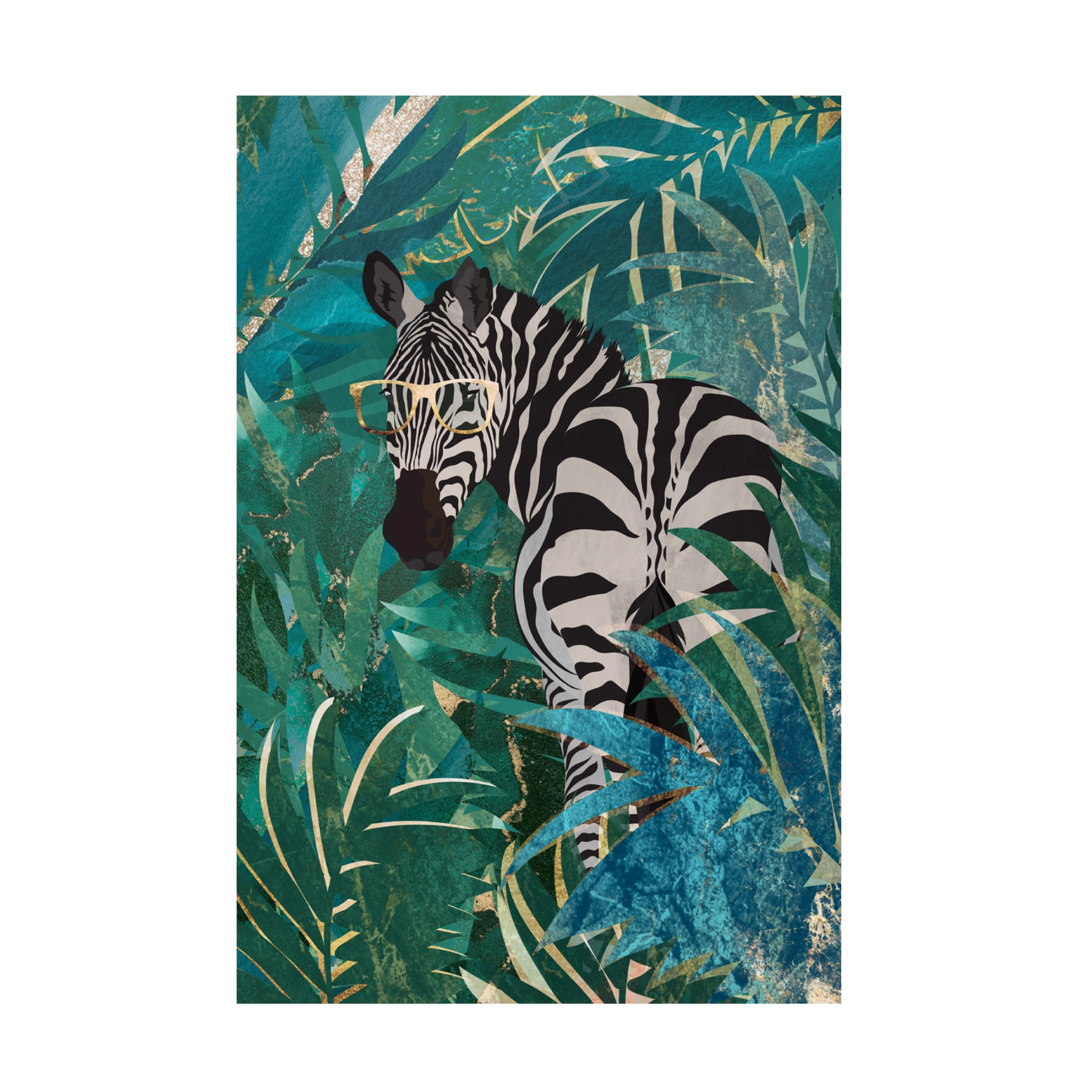 Trademark Fine Art Sarah Manovski Zebra in the jungle 2 Canvas Wall Art ...