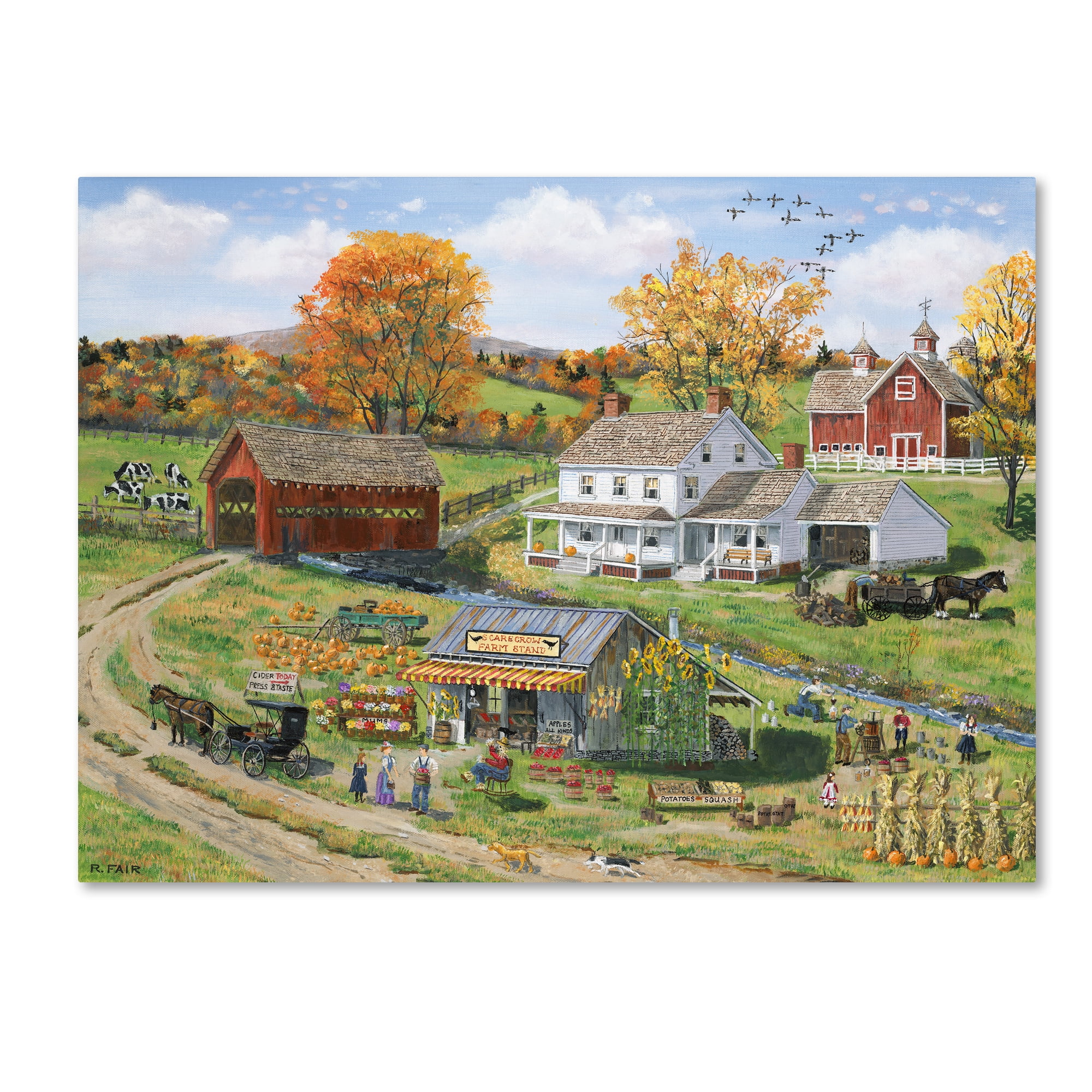 Trademark Fine Art 'Scarecrow Farm Stand' Canvas Art by Bob Fair ...