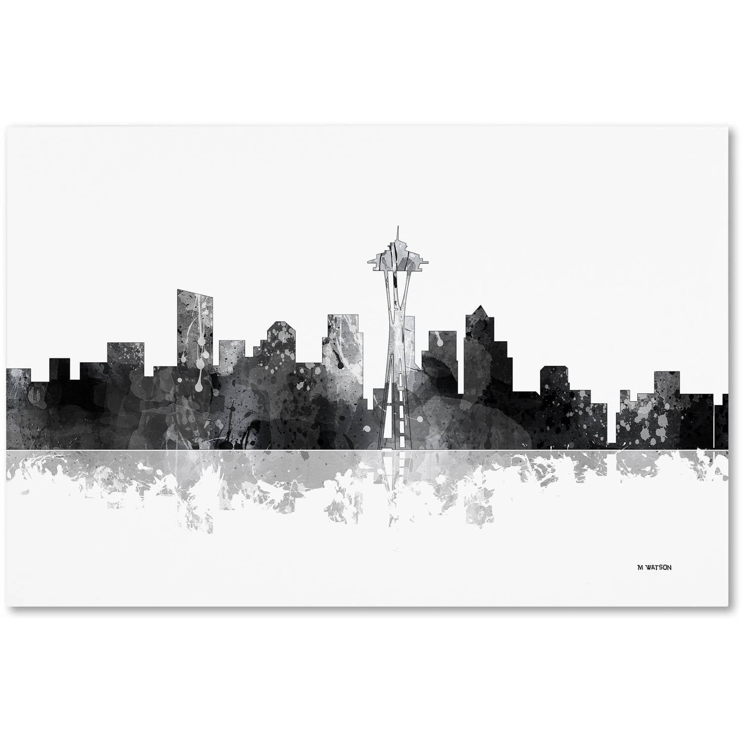 Trademark Fine Art "Seattle Washington Skyline BG-1" Canvas Art by ...