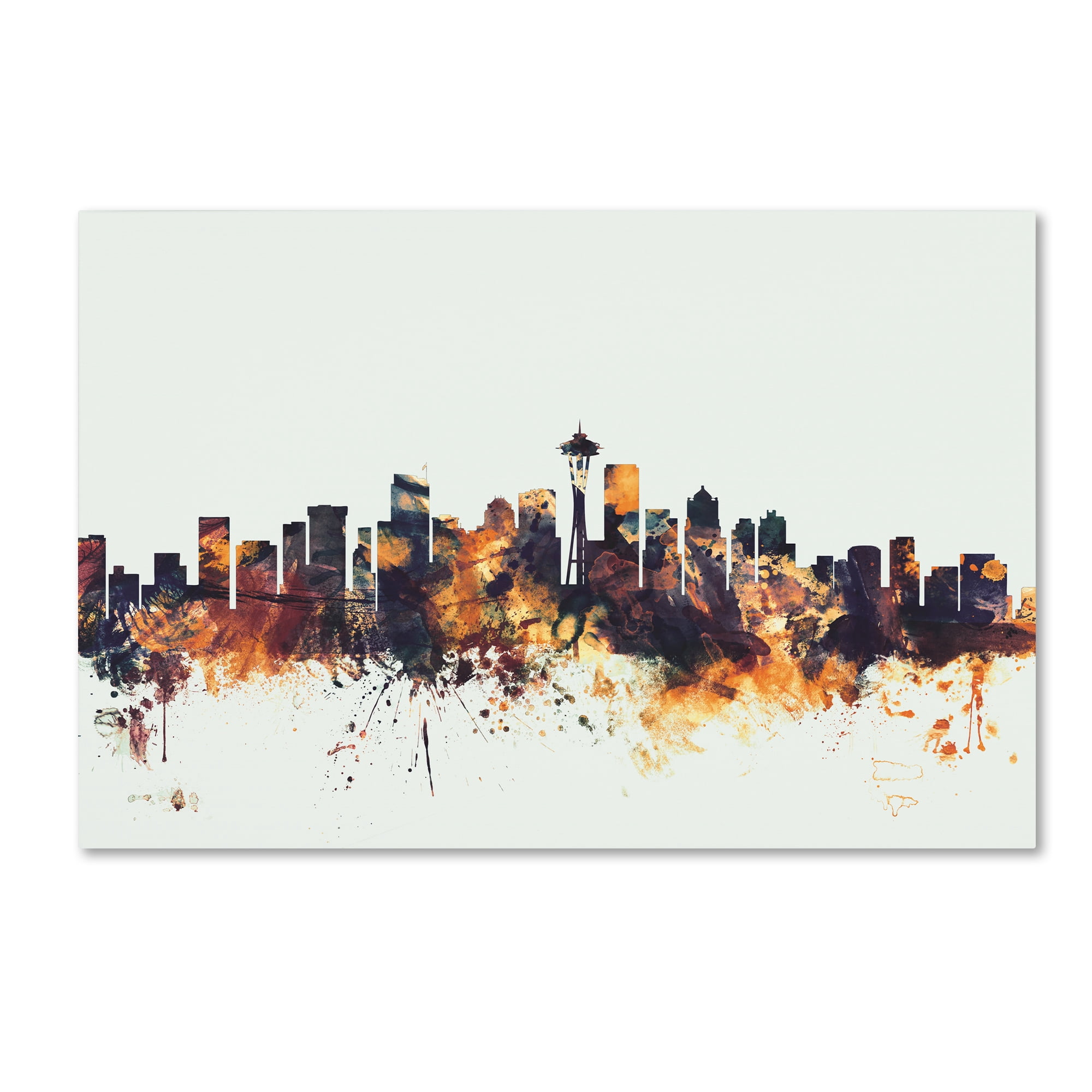 Trademark Fine Art 'Seattle Washington Skyline' Canvas Art by Michael ...