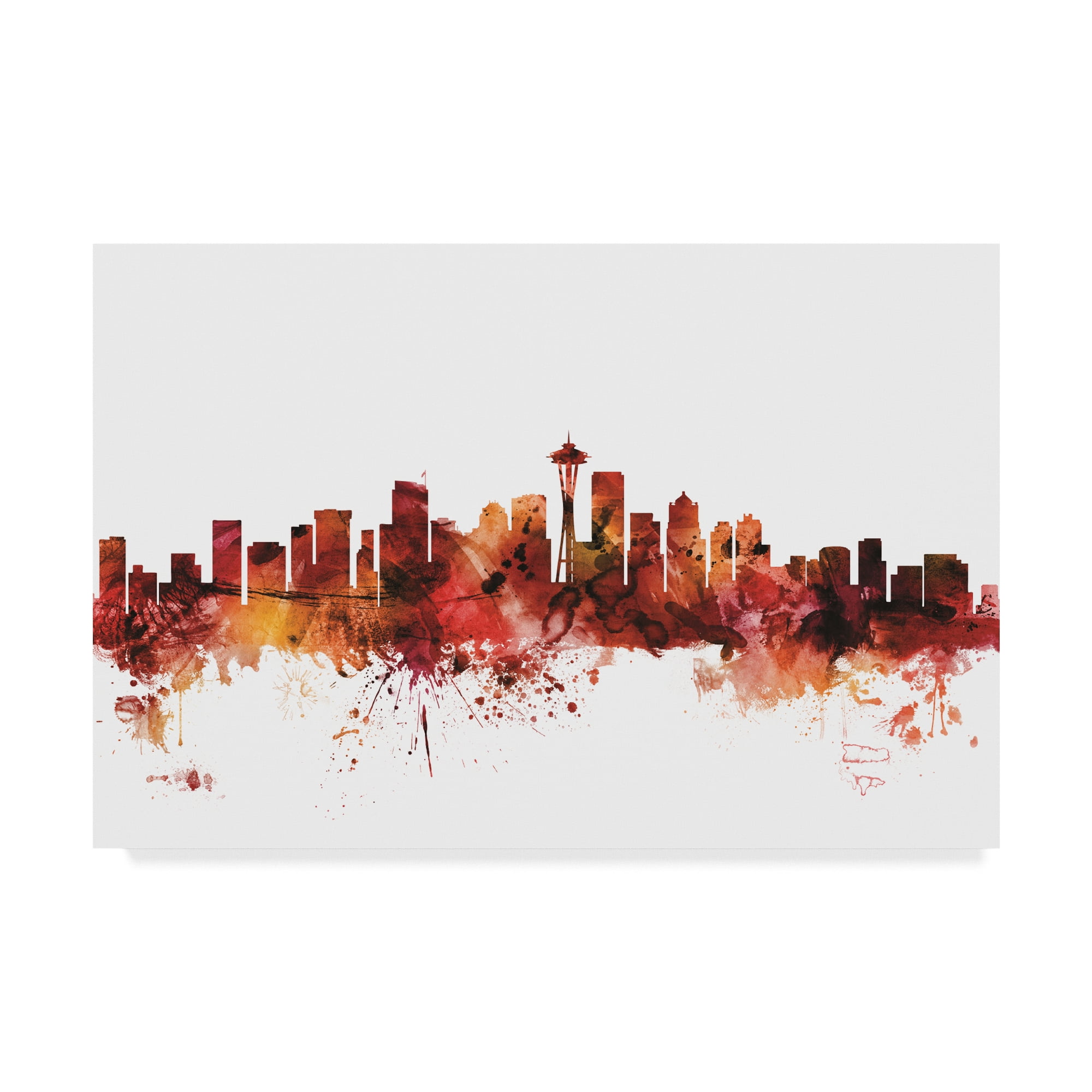 Trademark Fine Art 'Seattle Washington Skyline Red' Canvas Art by ...