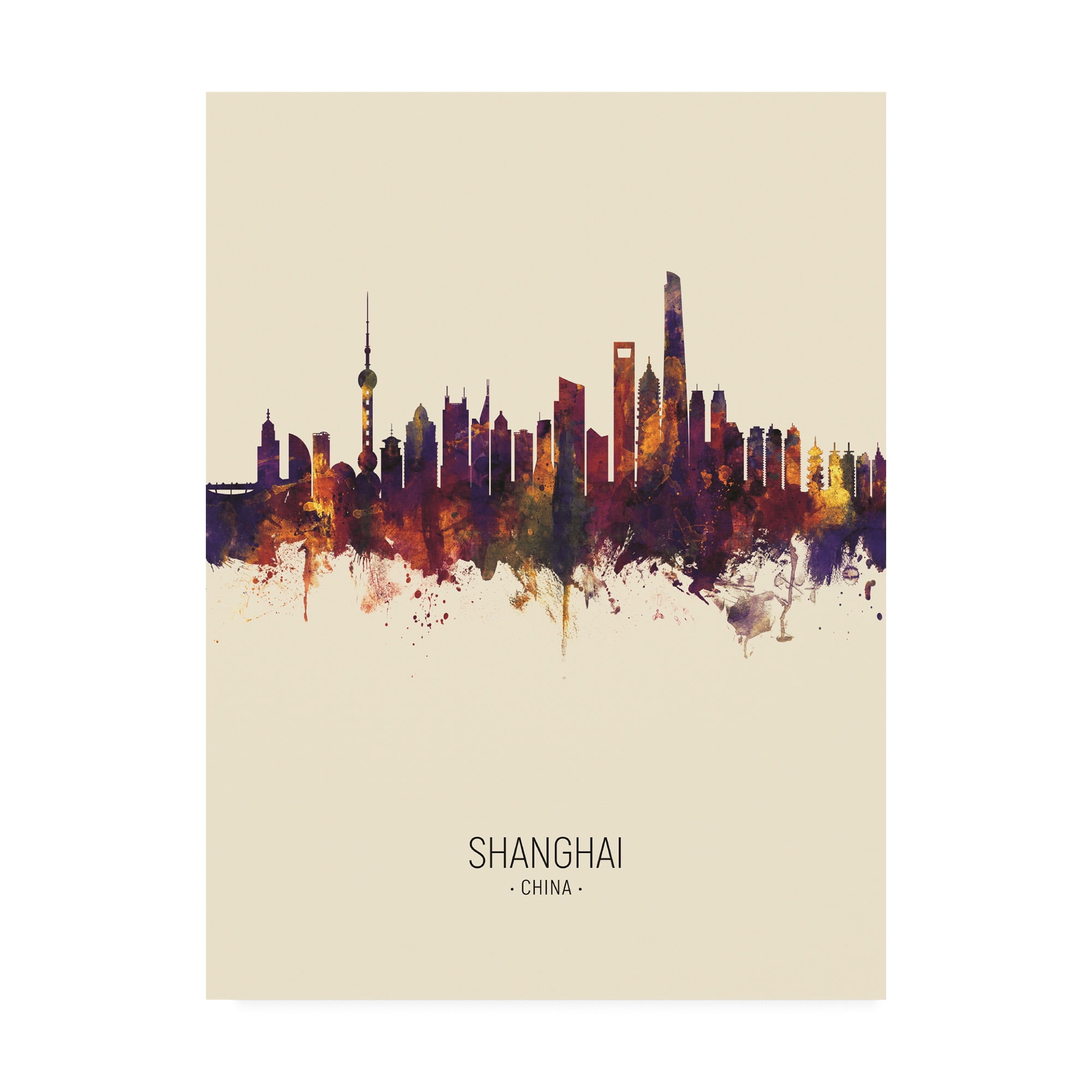 Trademark Fine Art 'Shanghai China Skyline Portrait III' Canvas Art by ...