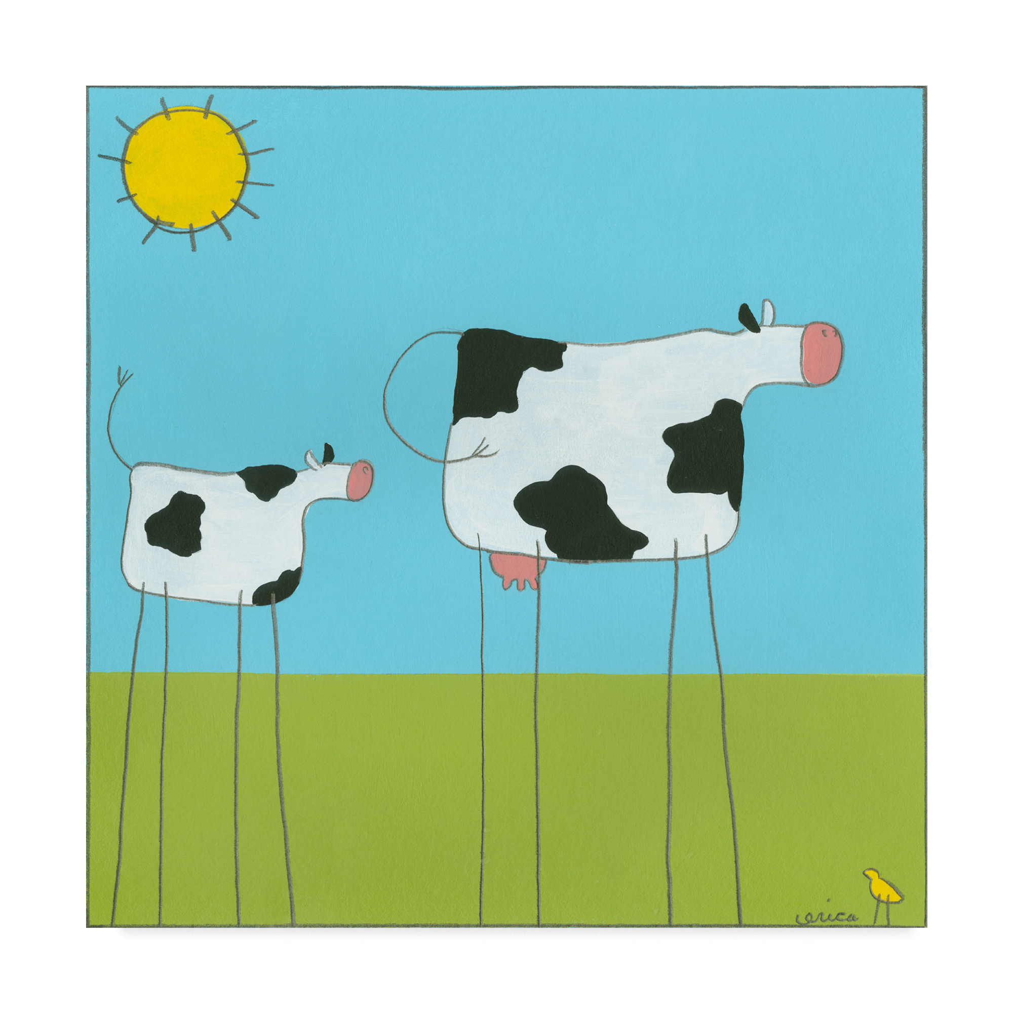 Trademark Fine Art 'Stick leg Cow I' Canvas Art by June Erica Vess ...