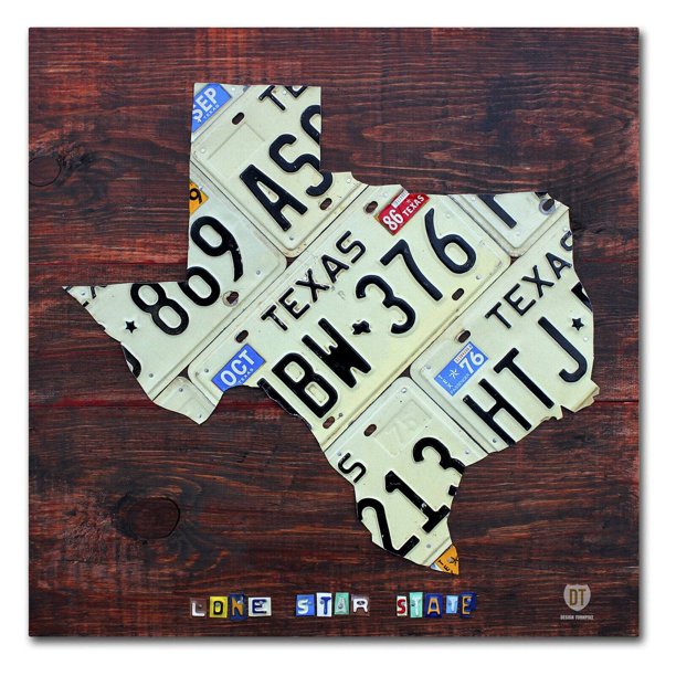 Trademark Fine Art 'Texas License Plate Map Large' Canvas Art by Design ...