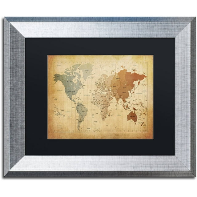 Trademark Fine Art "Time Zones Map of the World" Canvas Art by Michael ...
