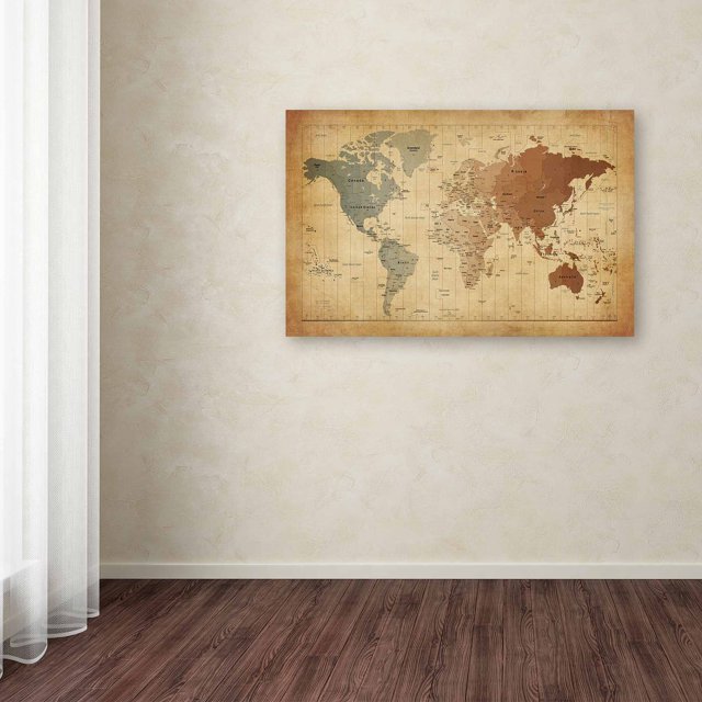 Trademark Fine Art "Time Zones Map of the World" Canvas Art by Michael ...