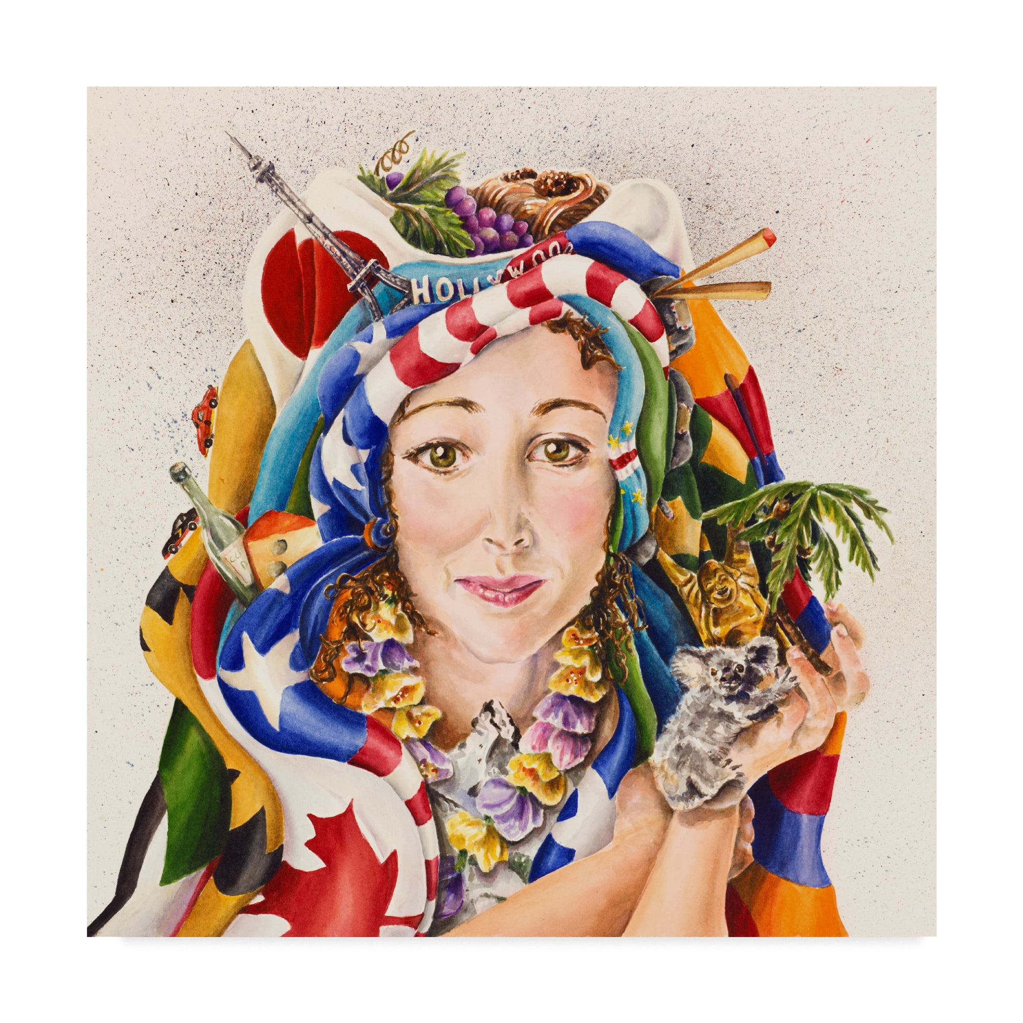Trademark Fine Art 'Travel The World Portrait' Canvas Art by Charlsie ...