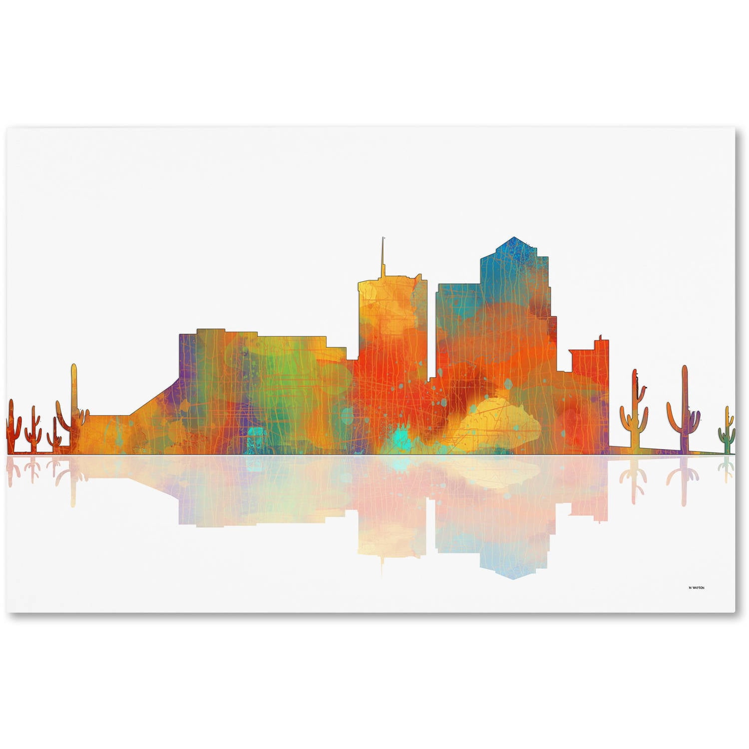 Trademark Fine Art "Tucson Arizona Skyline" Canvas Art by Marlene ...