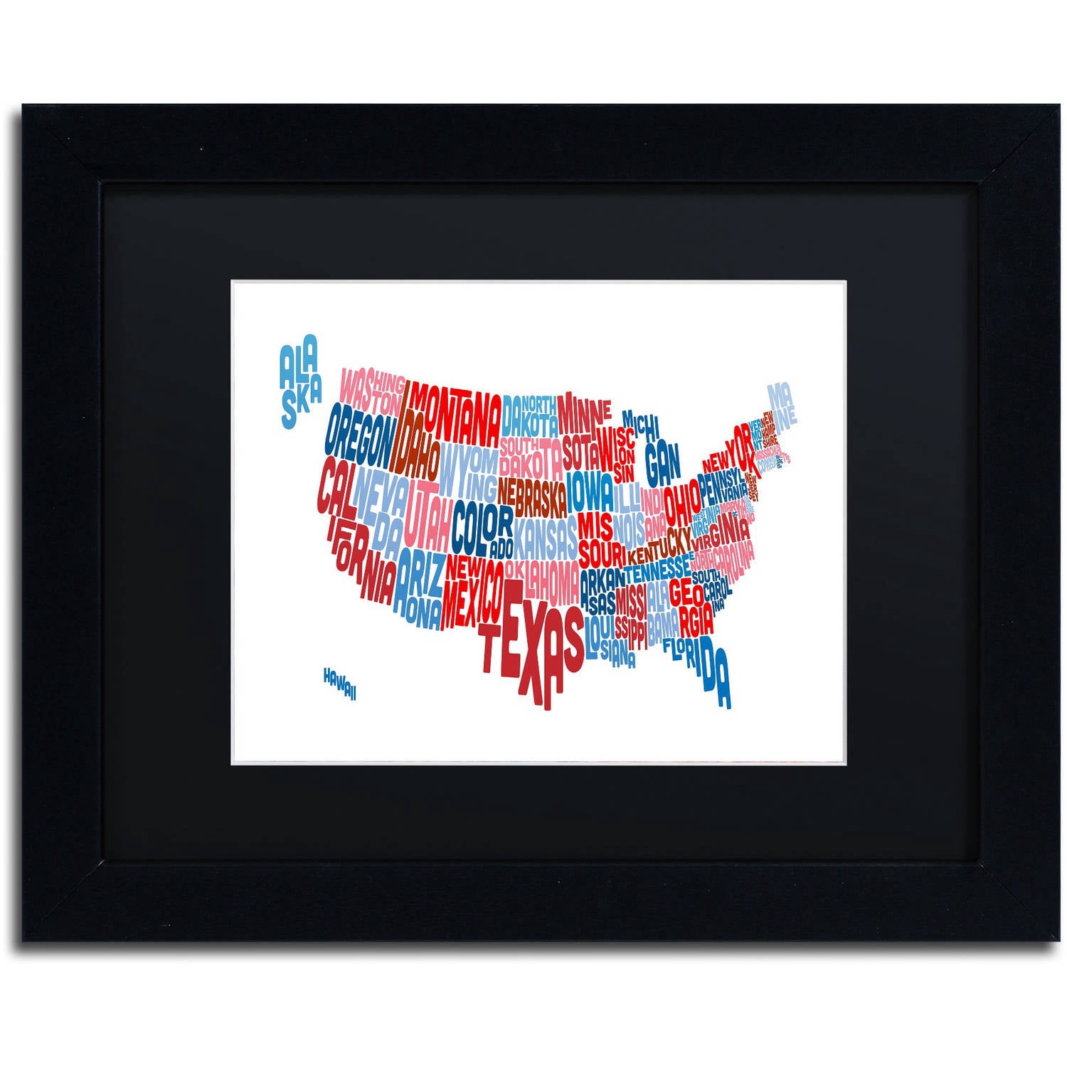 Trademark Fine Art 'United States Typography Text Map' Canvas Art by ...
