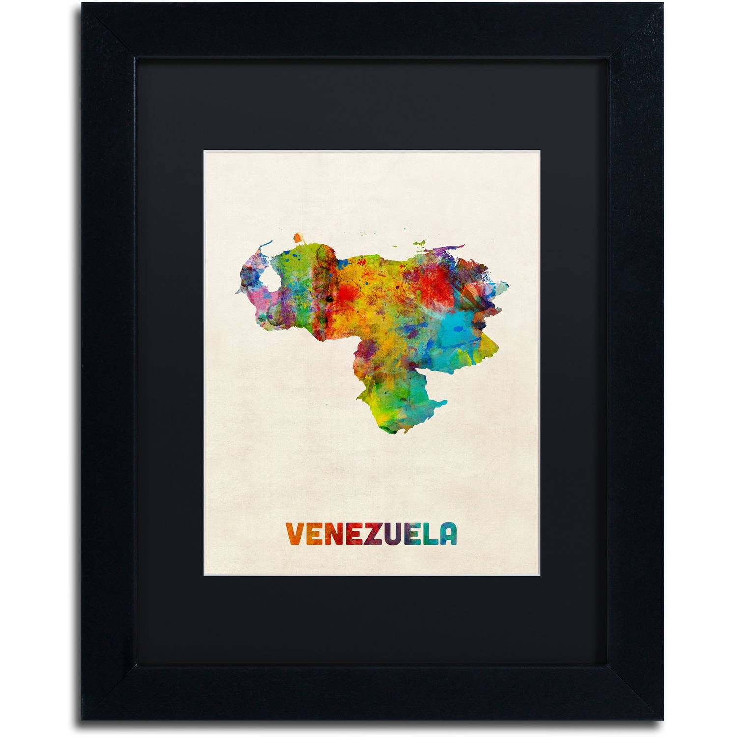 Trademark Fine Art "Venezuela Watercolor Map" Canvas Art by Michael ...
