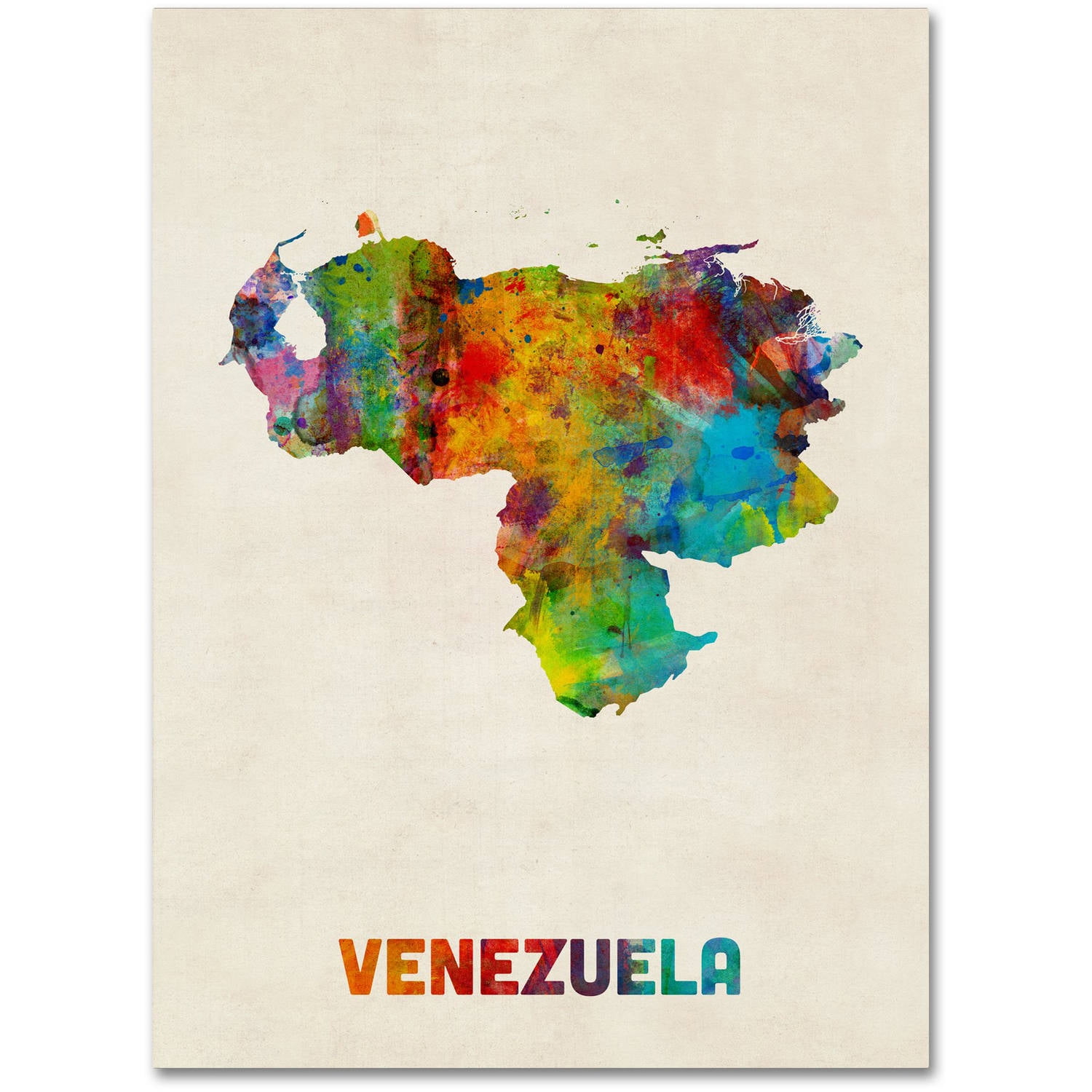 Free Shipping! Trademark Fine Art Venezuela Watercolor Map Canvas Art ...