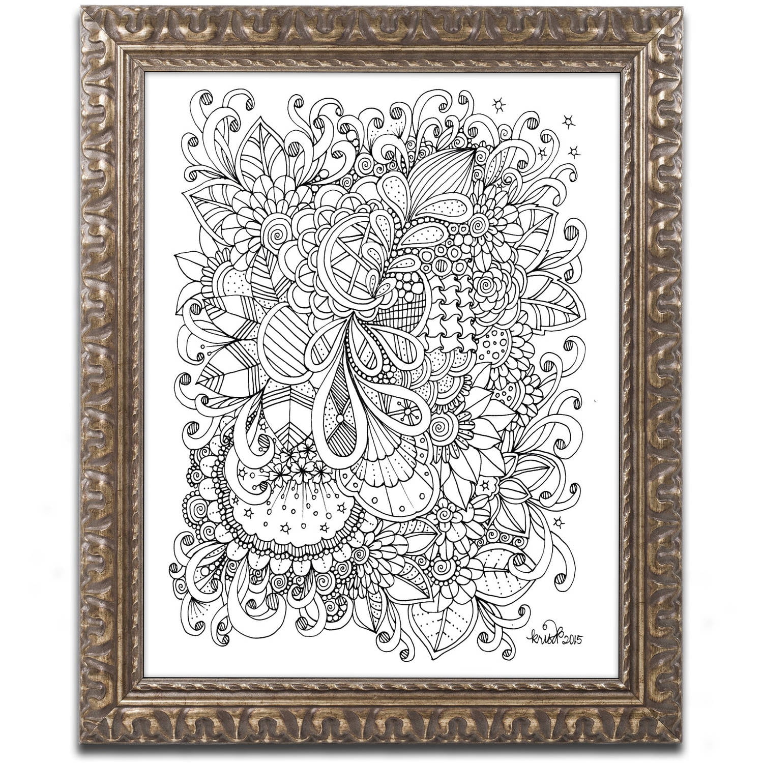 Trademark Fine Art "Zendoodle 1" Canvas Art by KCDoodleArt Gold Ornate ...