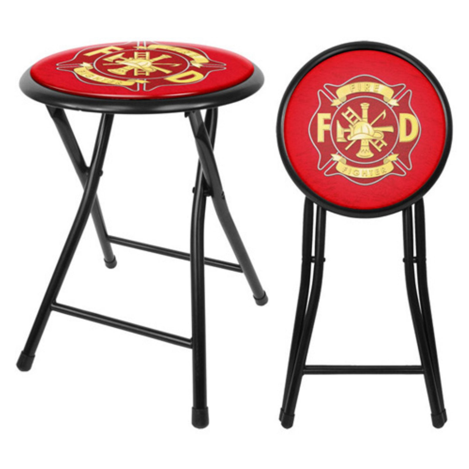 Trademark Fire Fighter 18" Cushioned Folding Stool, Black - Walmart.com