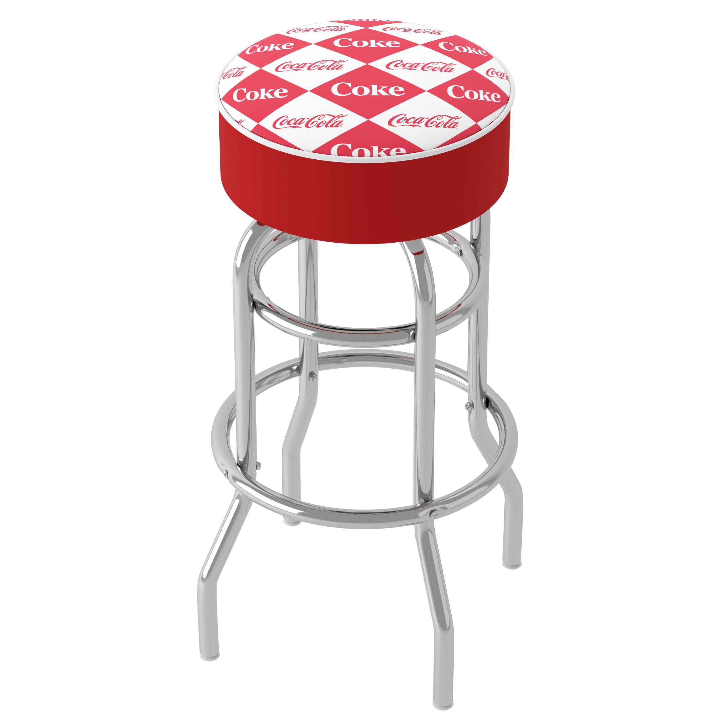 Trademark Gameroom Coca-Cola Checker Bar Stool with Padded Seat ...